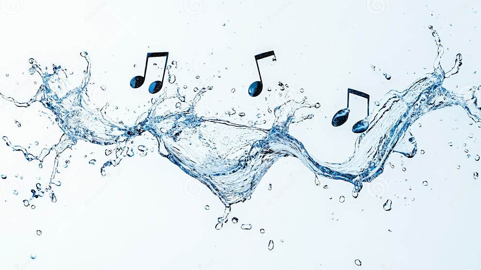 Musical Notes Dancing on a Splash of Water Stock Photo - Image of ...