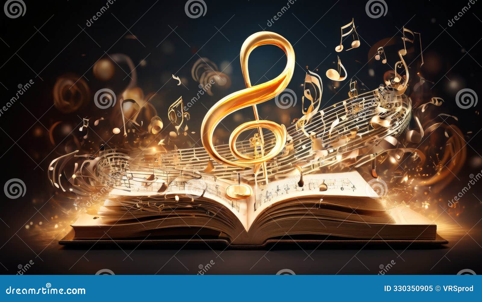 Musical Notes Emerging from an Open Book Stock Image - Image of ...