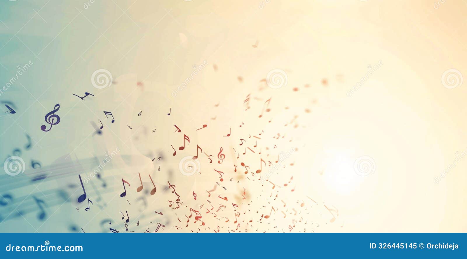 Musical Notes Floating in the Air with a Bright Light in the Background ...