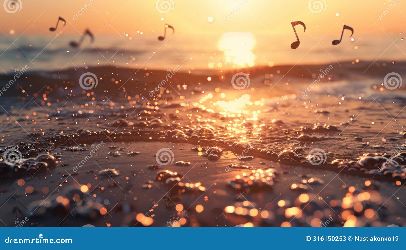Musical Notes Floating on Water at Beach Stock Image - Image of ...