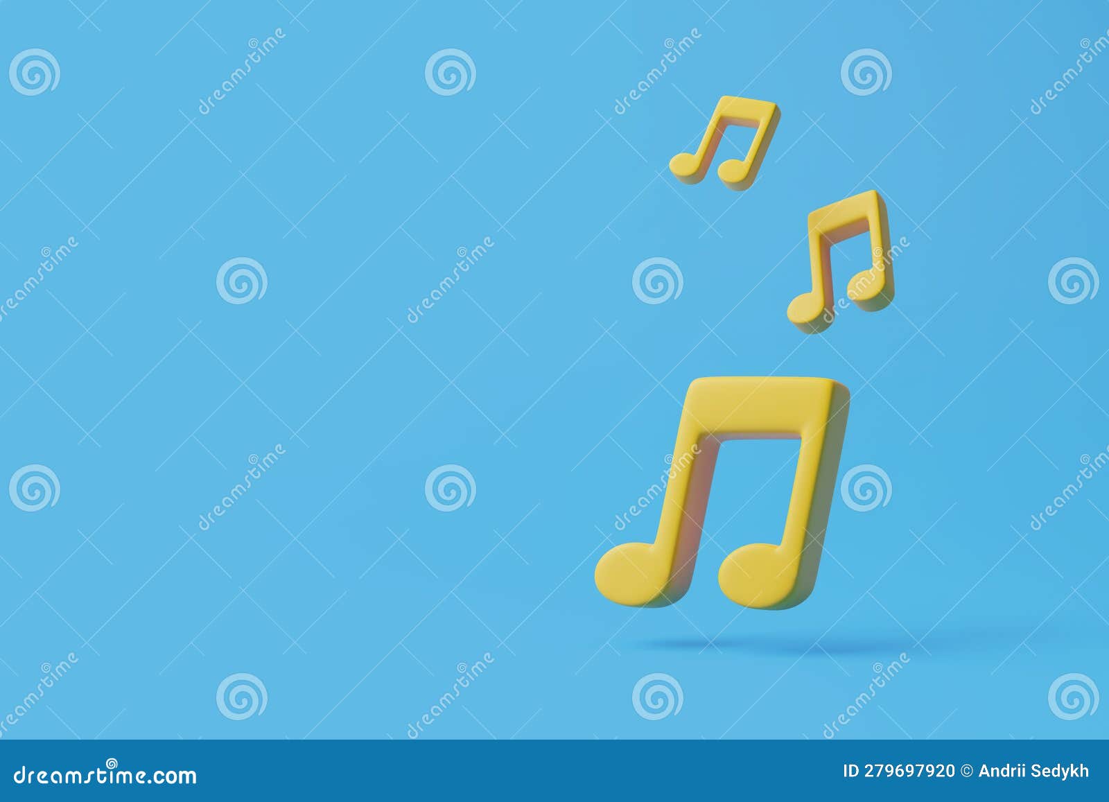 Musical Notes Fly on Blue Background with Copy Space Stock Illustration ...