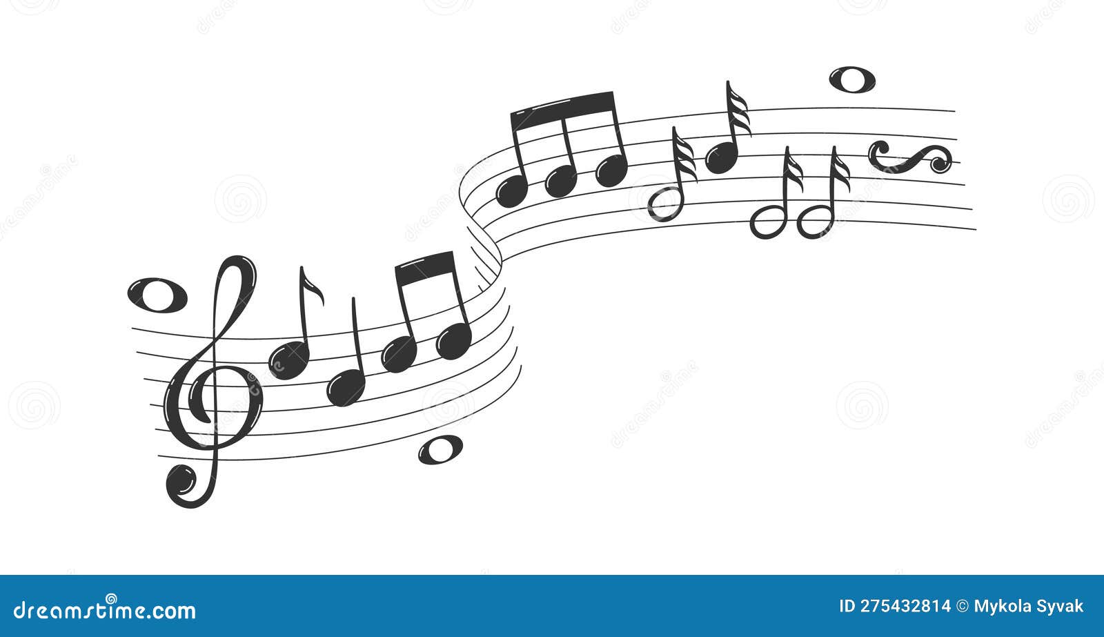 Musical Notes Flying stock vector. Illustration of clef - 275432814