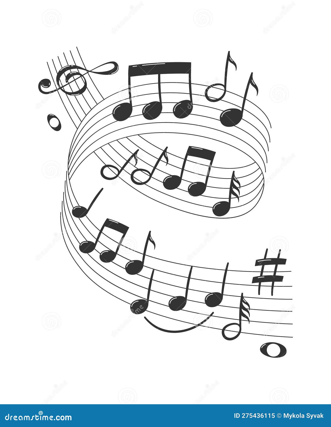 Musical Notes Flying stock vector. Illustration of record - 275436115