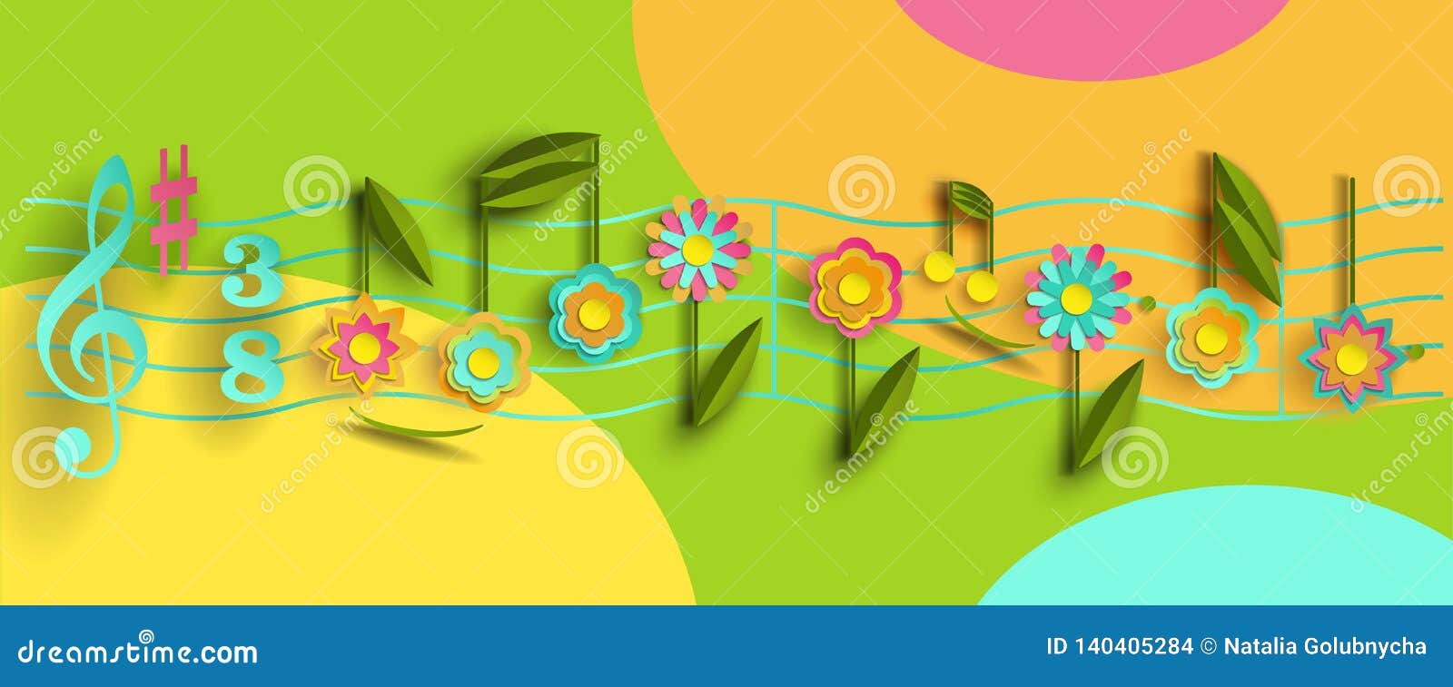 Musical Notes in the Form of Flowers. Paper Stylization Stock Vector ...
