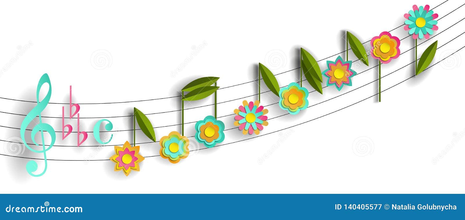 Musical Notes in the Form of Flowers. Paper Stylization Stock Vector ...