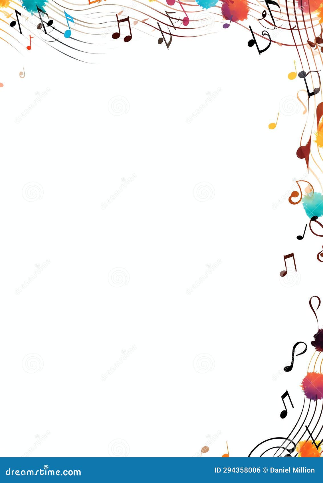 Musical Notes Frame Border on White Background Stock Photo - Image of ...