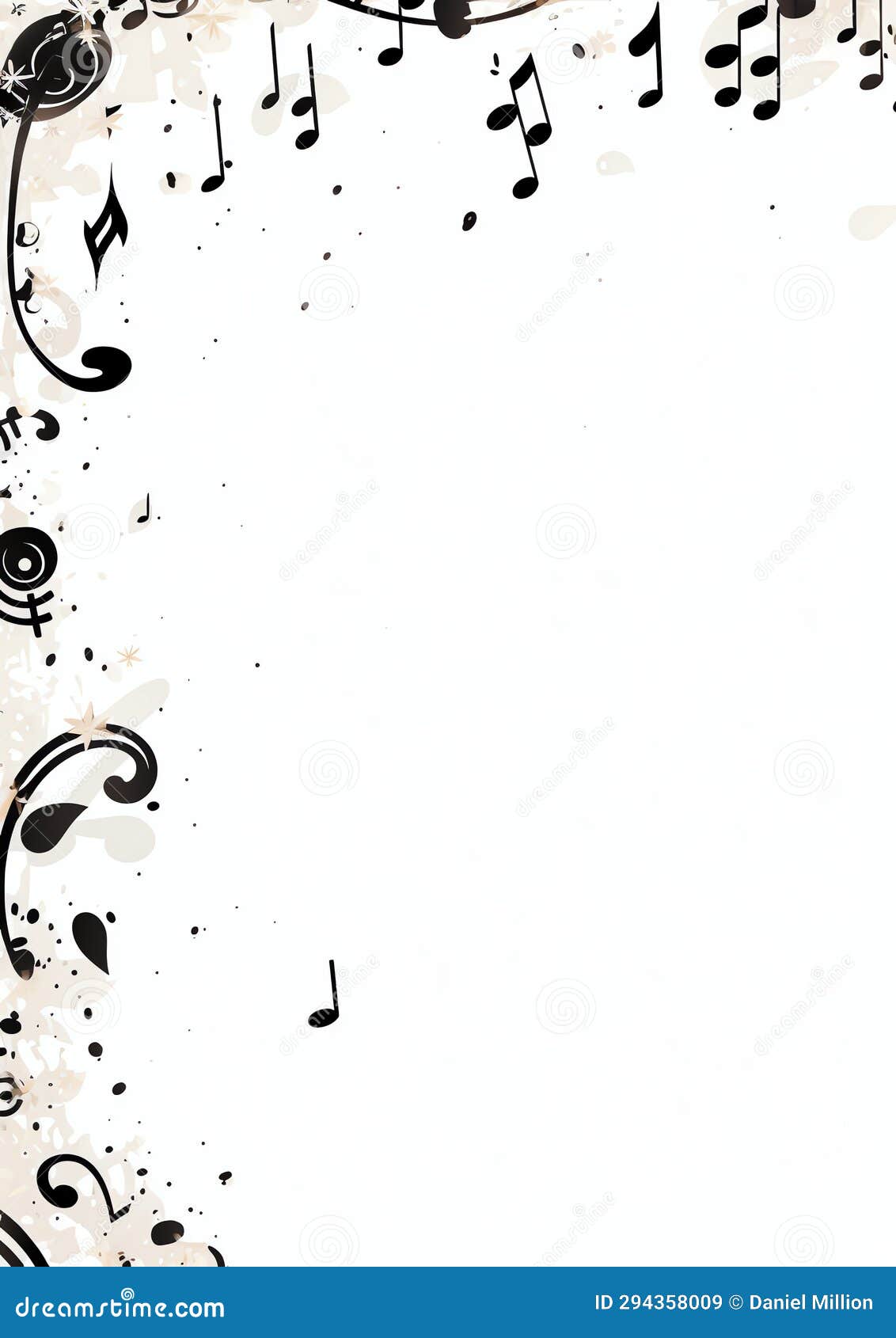 Musical Notes Frame Border on White Background Stock Image - Image of ...