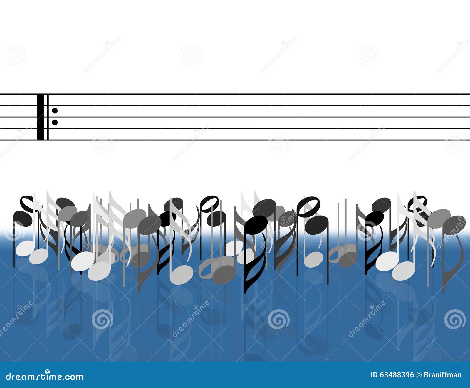 Musical Notes in Front of Stave Stock Illustration - Illustration of ...