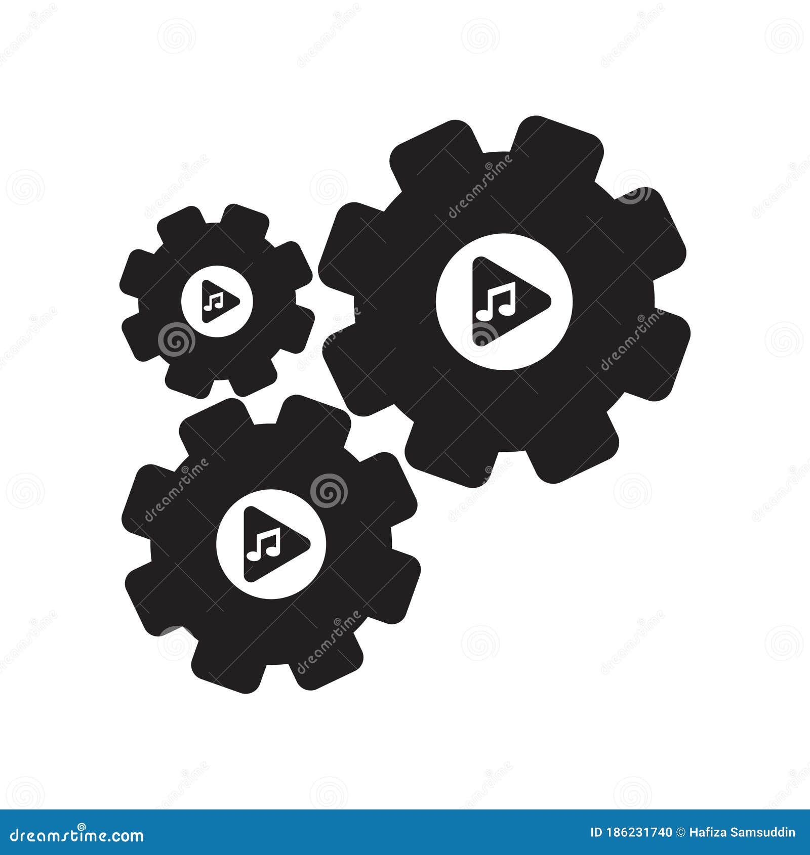 Musical Notes in Gear. Vector Illustration Decorative Design Stock ...