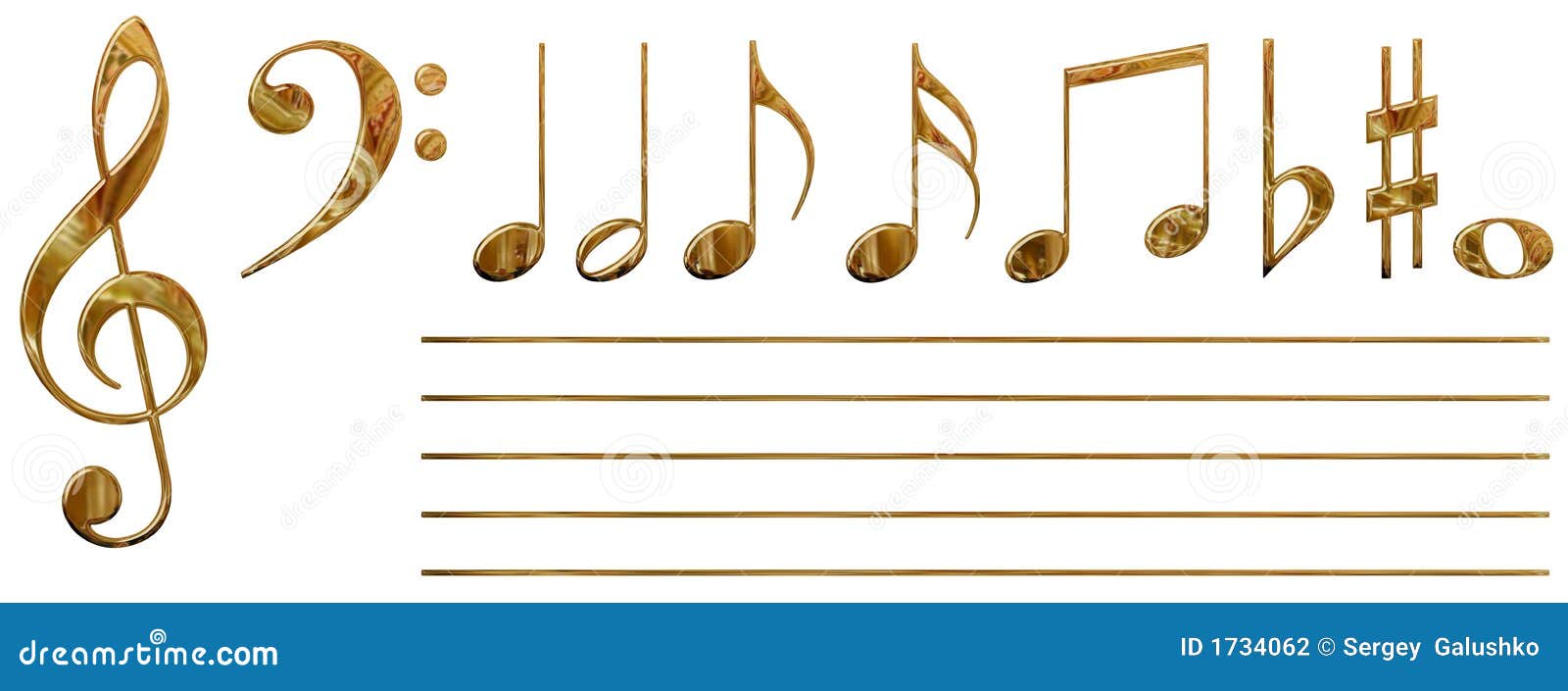 Musical notes (gold) stock illustration. Illustration of melody - 1734062