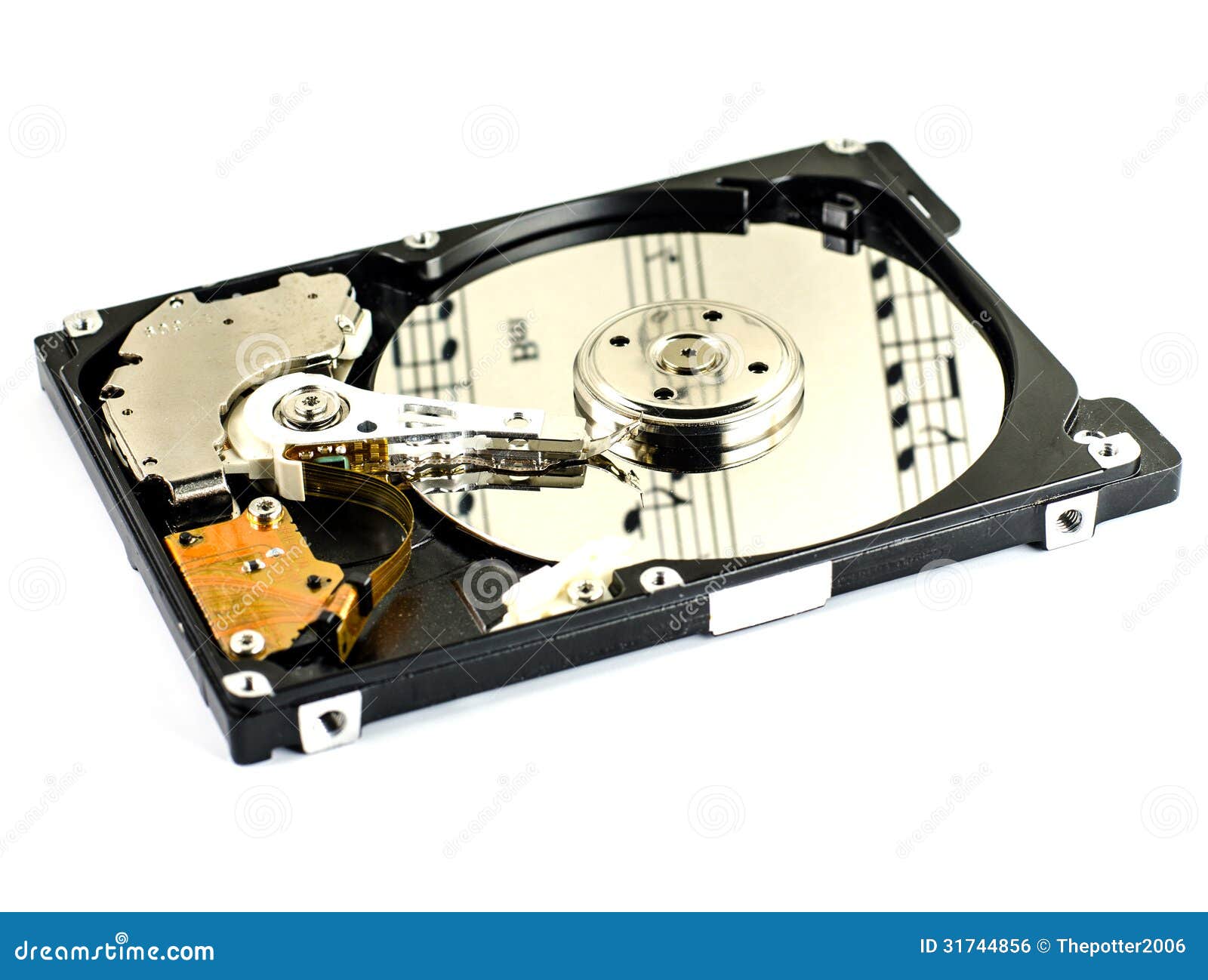 Musical Notes on Hard Disk Drive Stock Photo - Image of musician ...