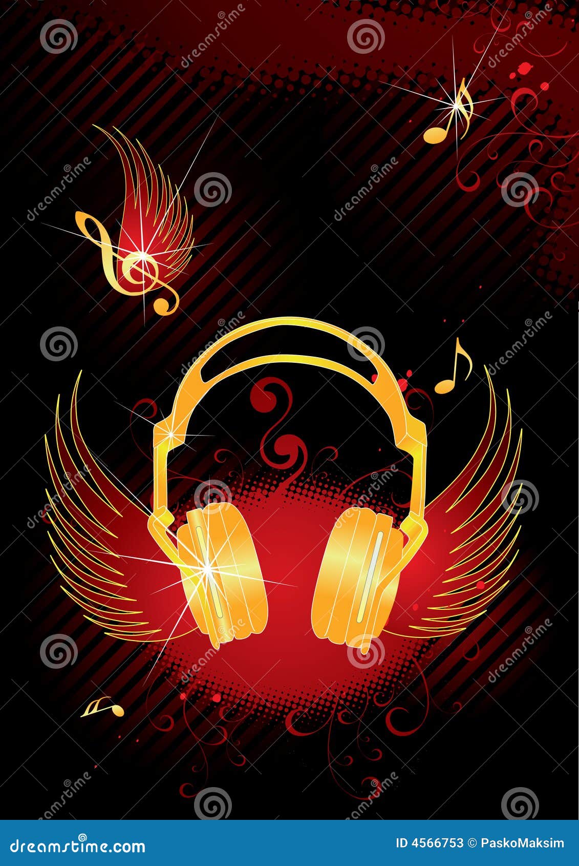 Musical Notes and Headphones Stock Vector - Illustration of sound ...