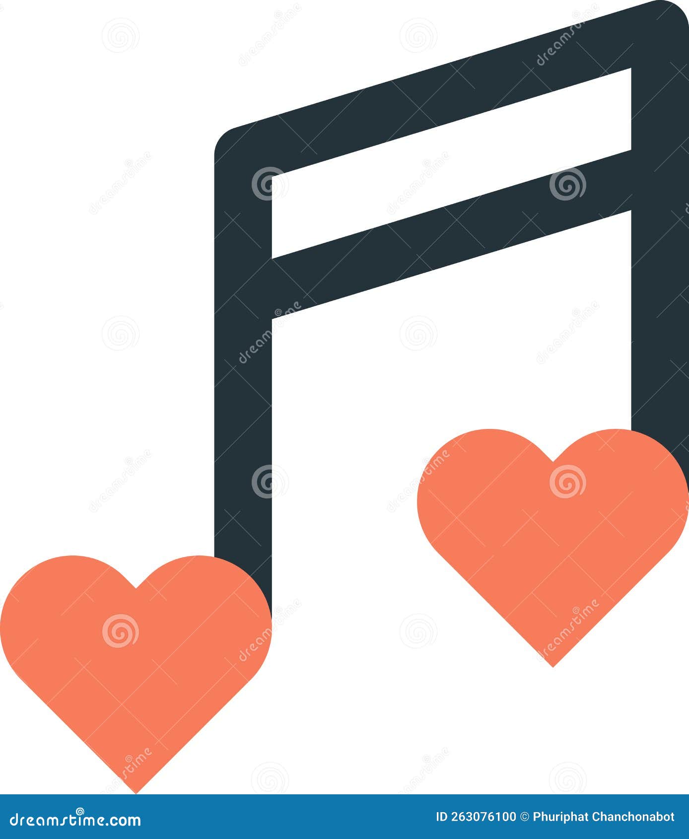 Musical Notes and Heart Illustration in Minimal Style Stock Vector ...