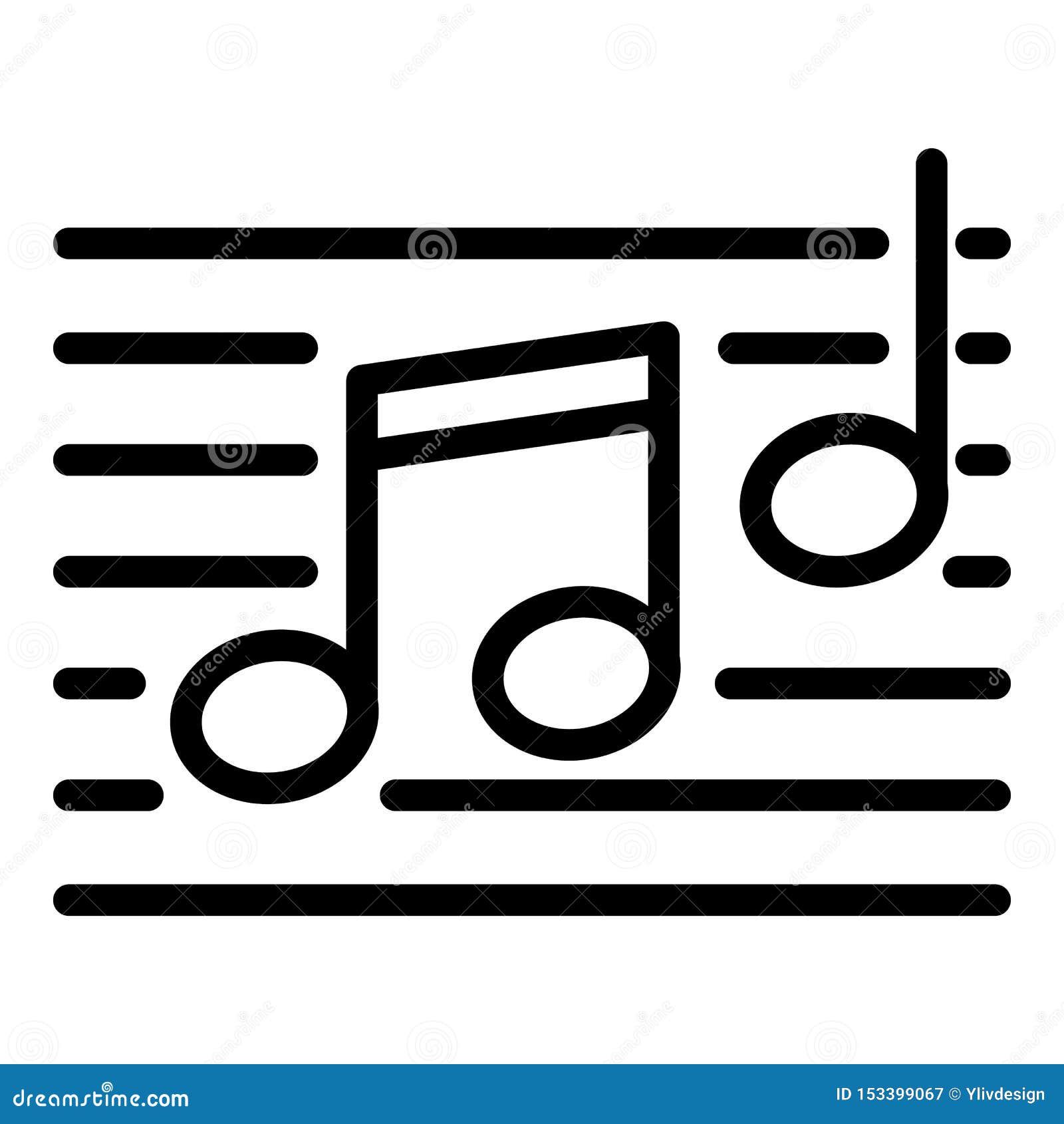 Musical Notes Icon, Outline Style Stock Vector - Illustration of audio ...