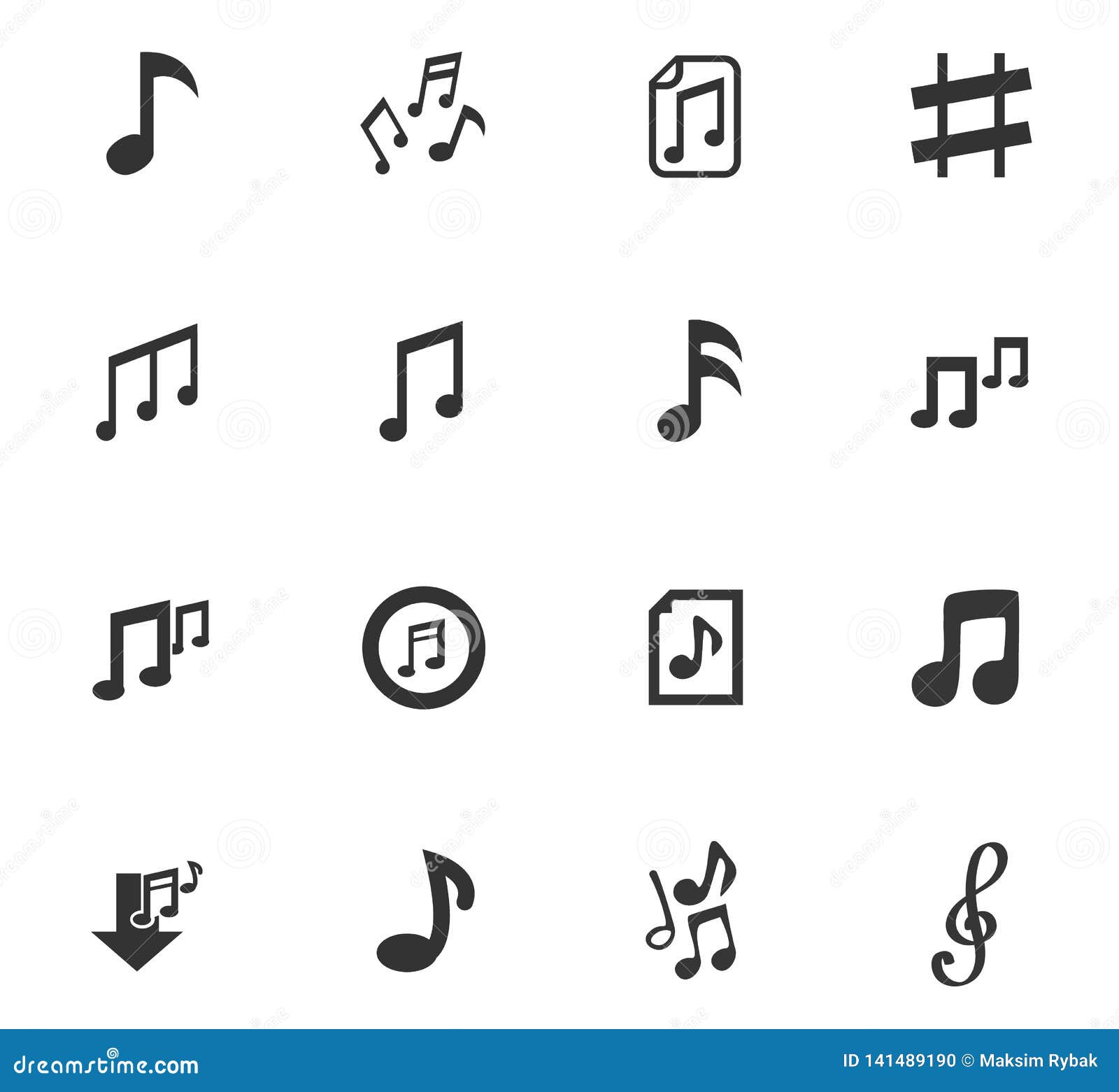 Musical notes icon set stock illustration. Illustration of piano ...