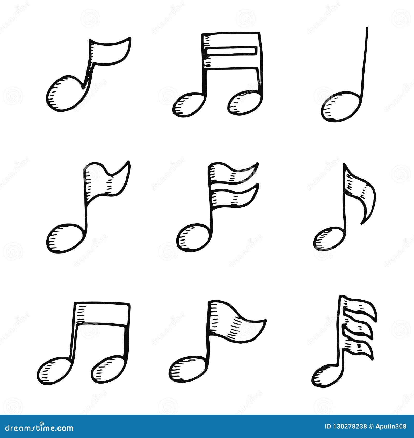 Musical Notes Icons Isolated Objects Set Stock Vector - Illustration of ...