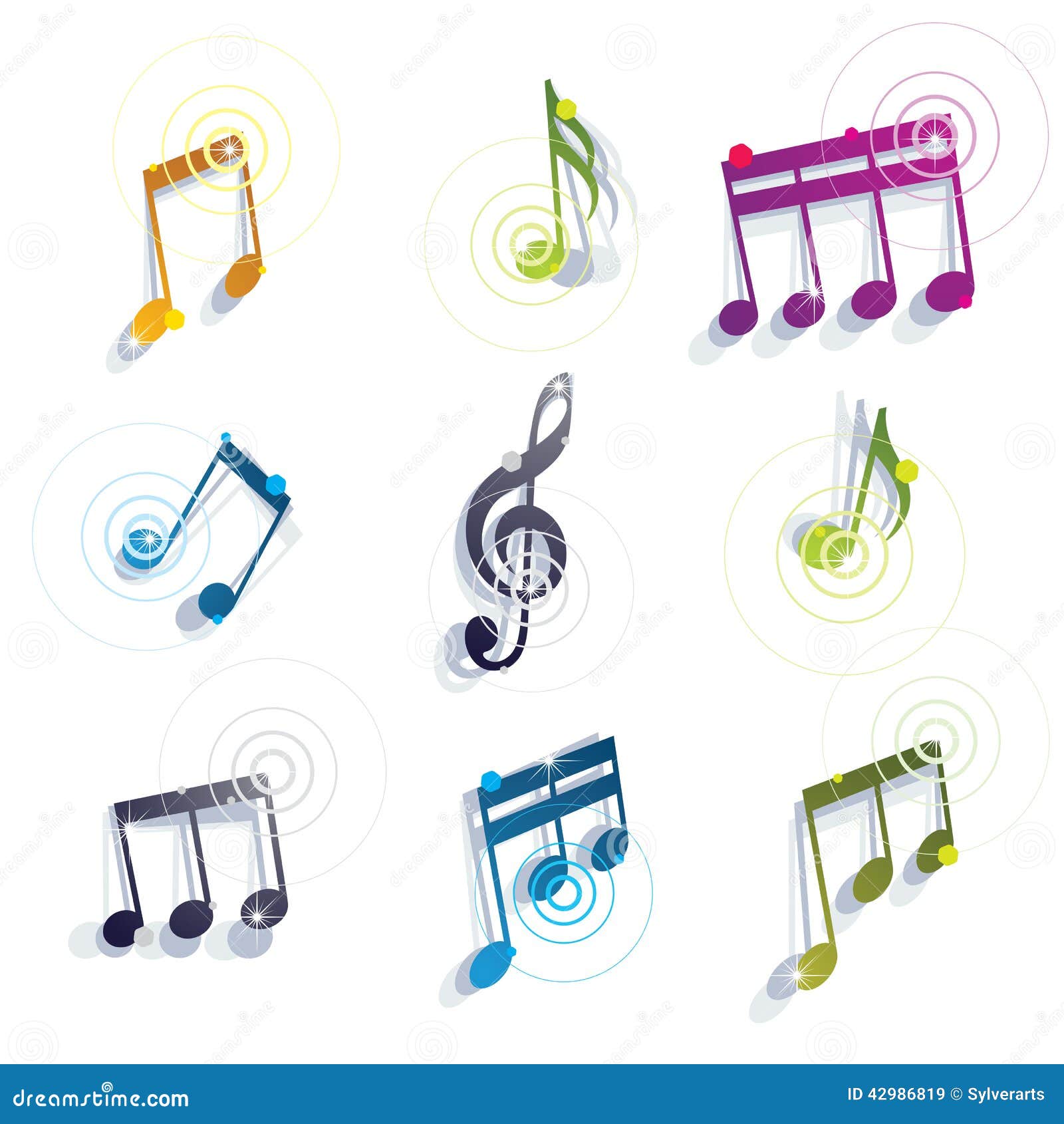 Musical notes icons set. stock vector. Illustration of messy - 42986819