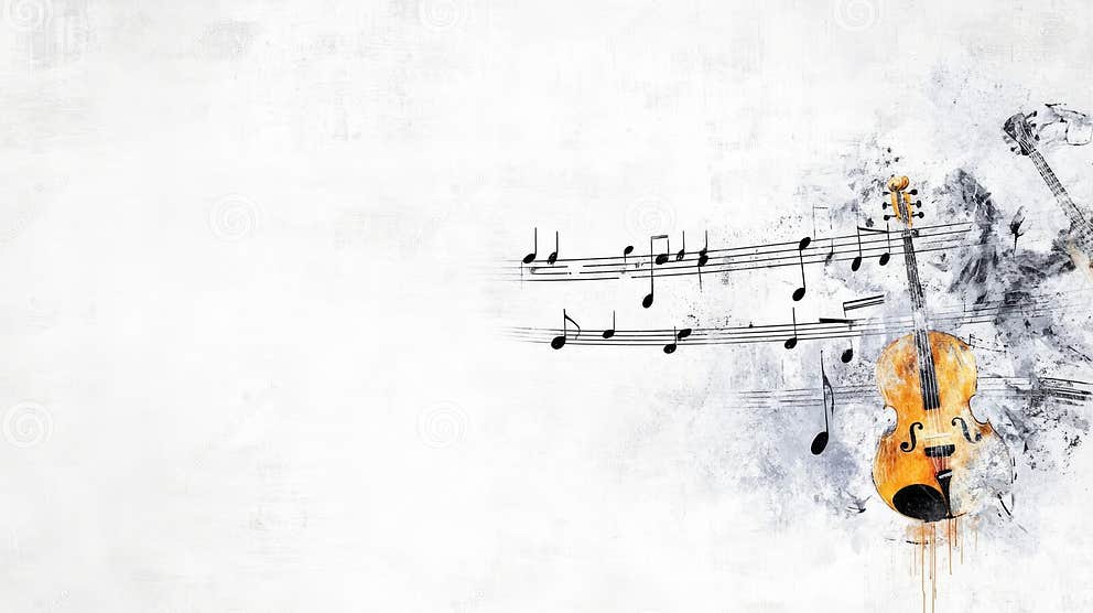 Musical Notes and Instruments Creating a Harmonious Melody on Textured ...