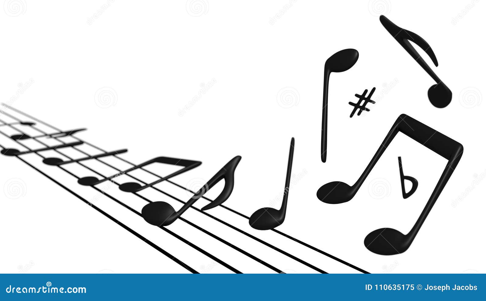 Musical Notes Lifting Off Staff Stock Illustration - Illustration of ...