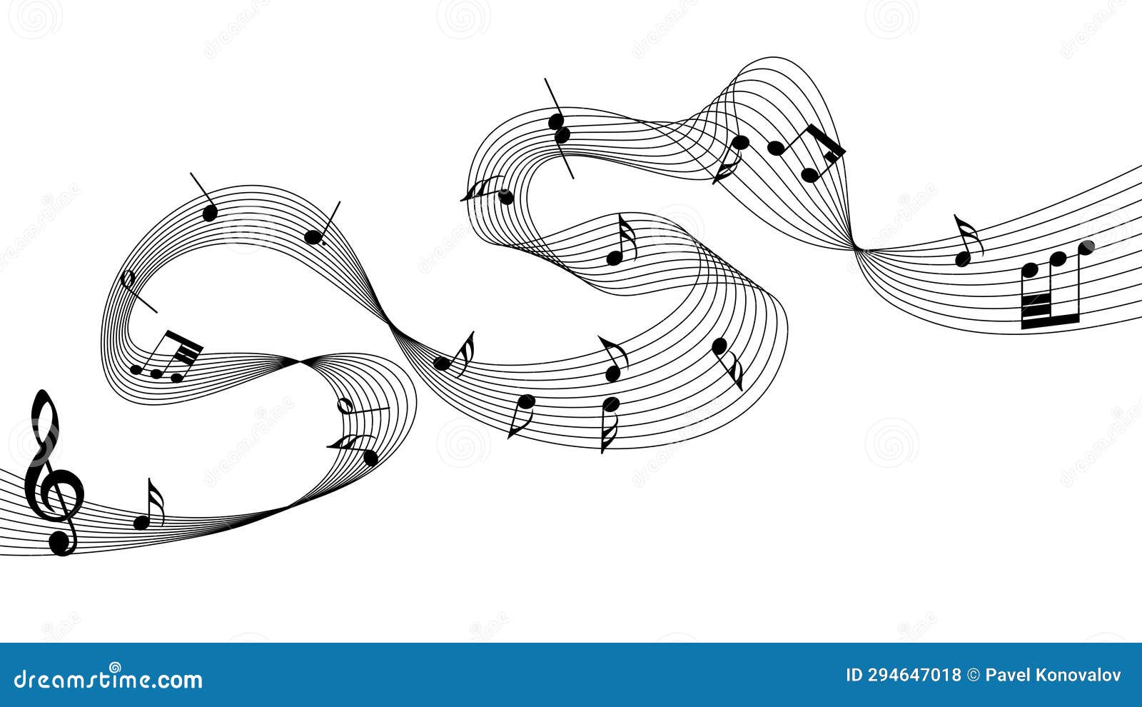 Musical Notes on Lines stock illustration. Illustration of staff ...