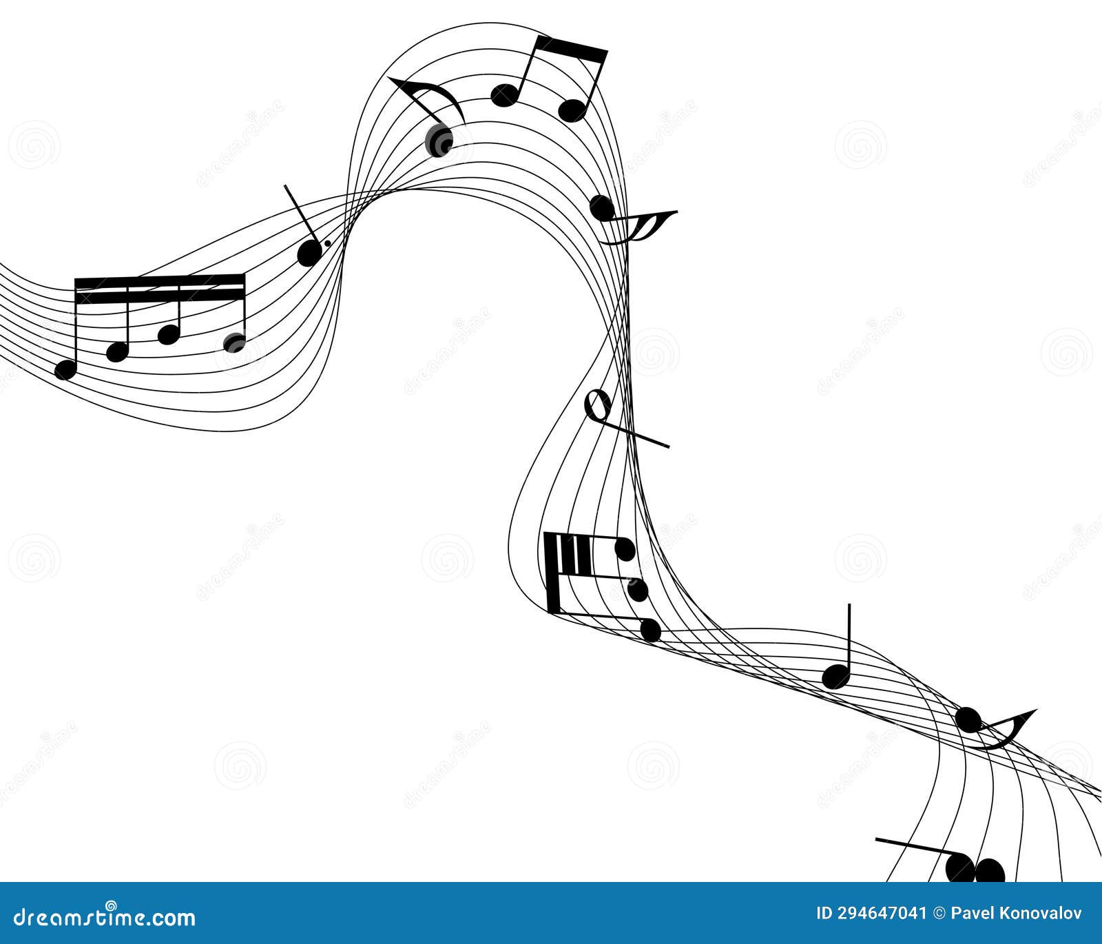 Musical Notes on Lines stock illustration. Illustration of modern ...