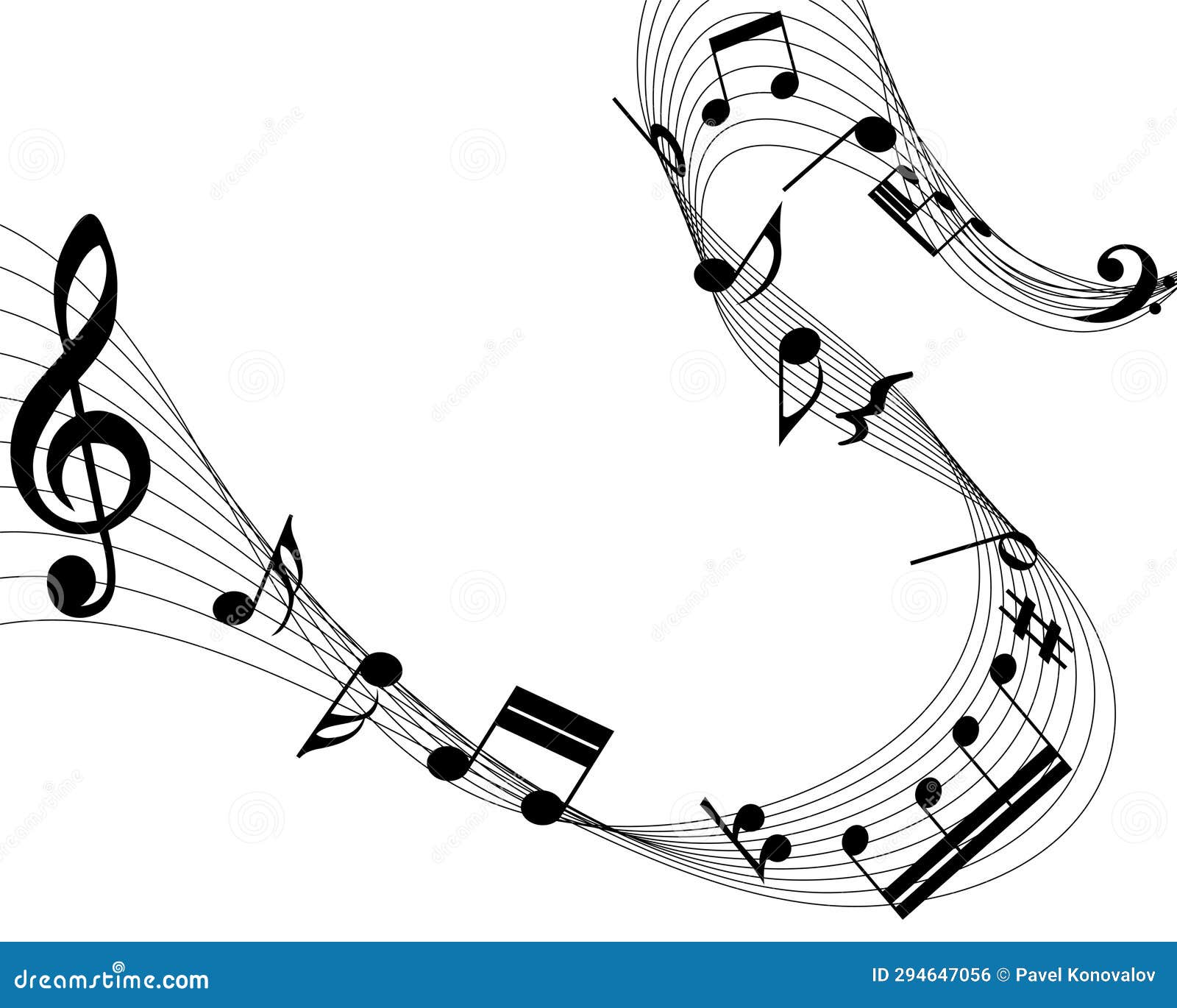Musical Notes on Lines stock vector. Illustration of collection - 294647056