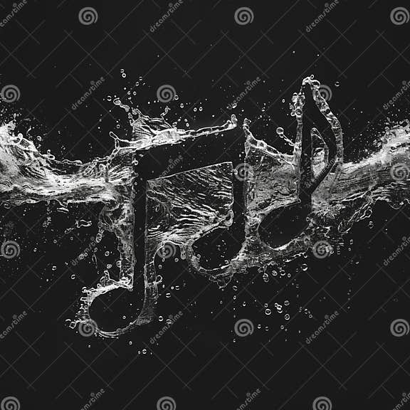 Musical Notes Made of Water on a Black Background. Stock Image - Image ...