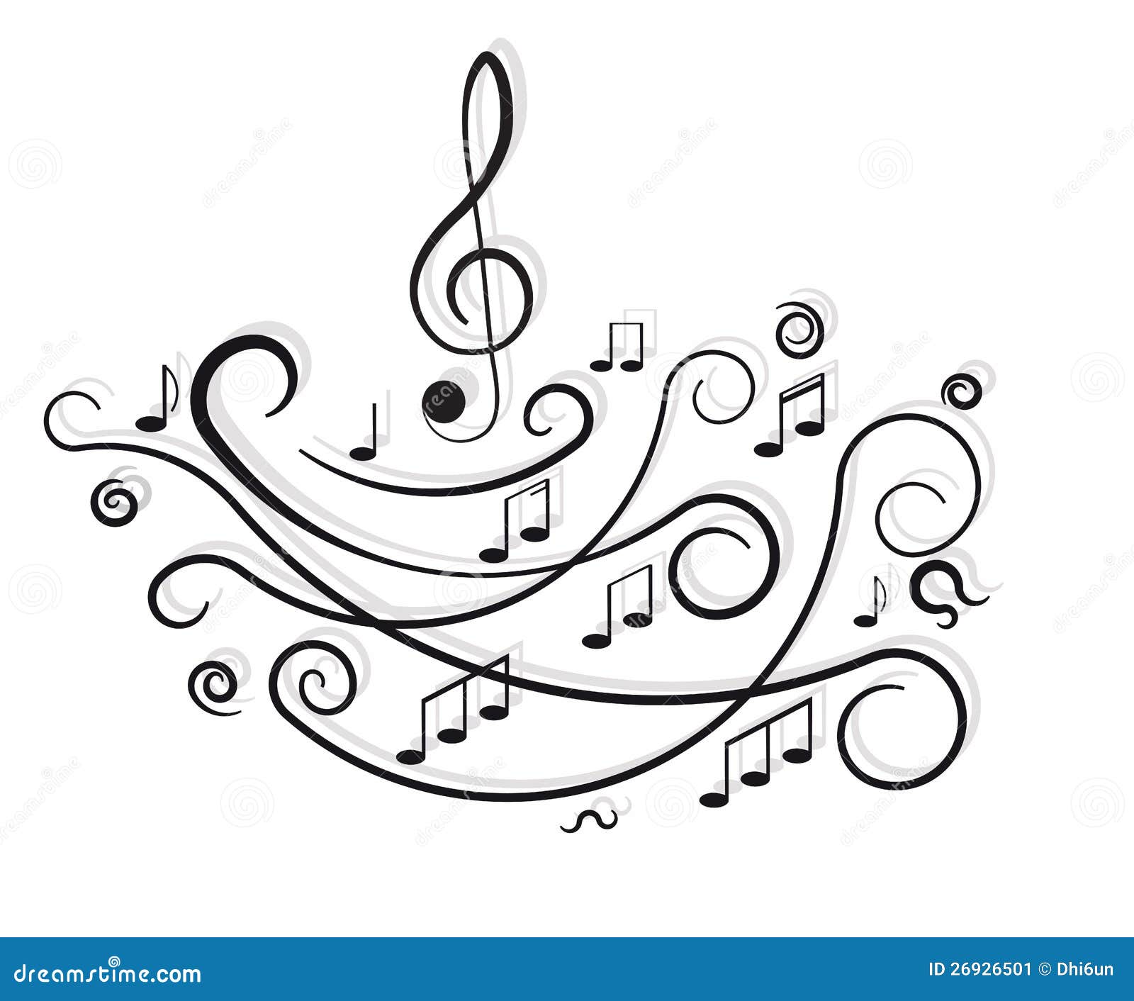 Musical Notes. Ornament with Swirls. Stock Vector - Illustration of ...