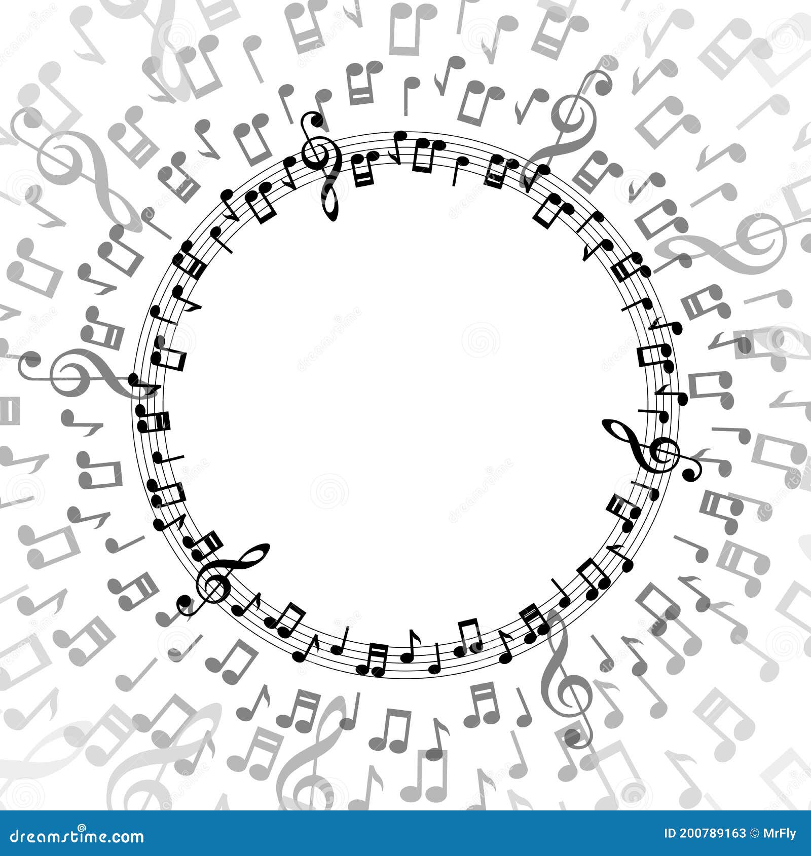 Musical Notes Oval Texture Frame, Vector Illustration Stock Vector ...