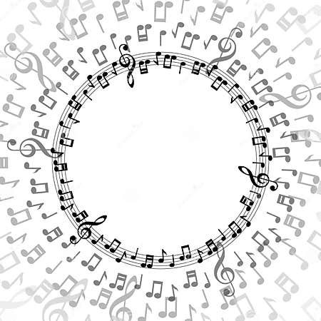 Musical Notes Oval Texture Frame, Vector Illustration Stock Vector ...