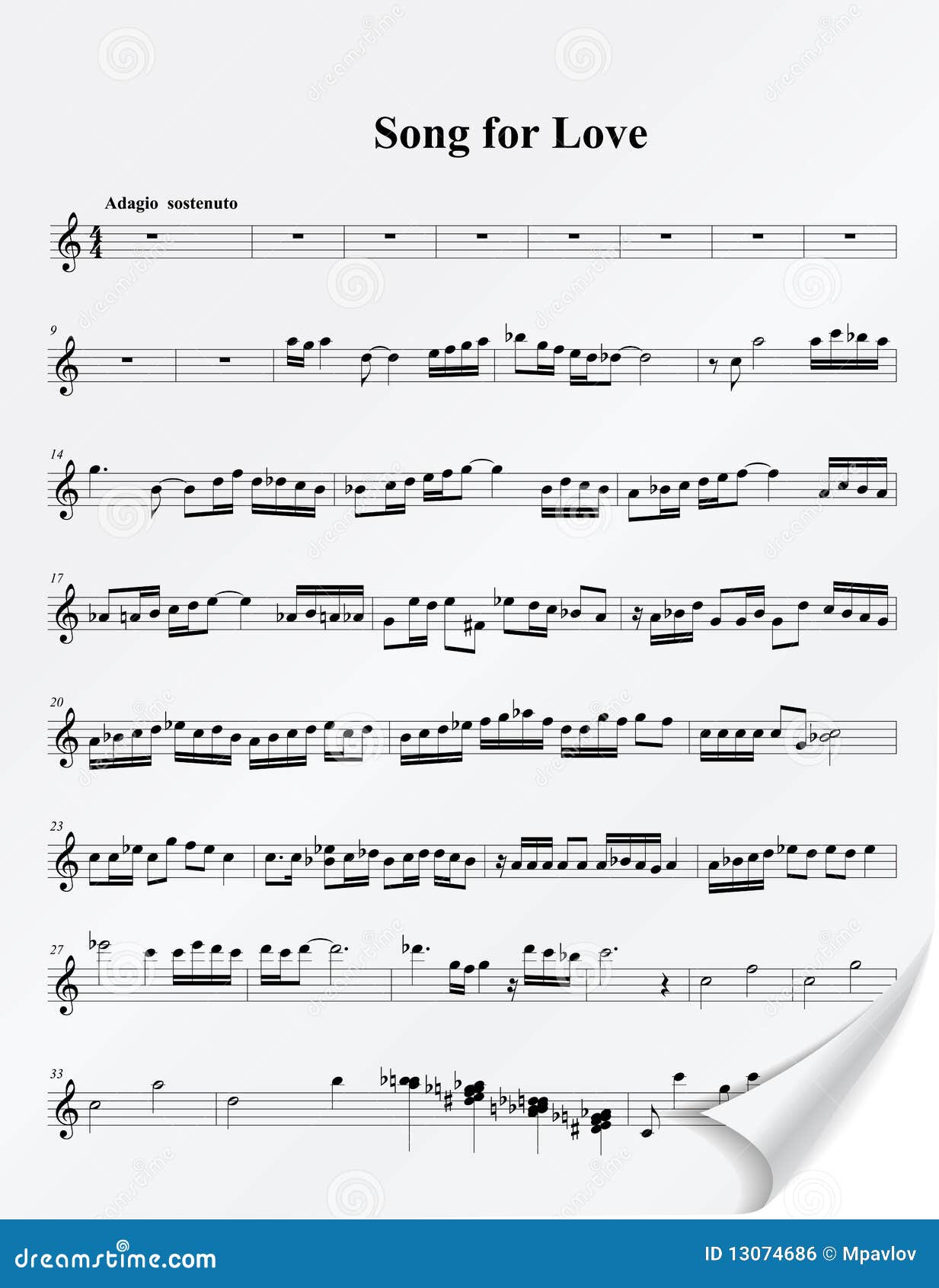 Musical notes page stock vector. Illustration of document - 13074686