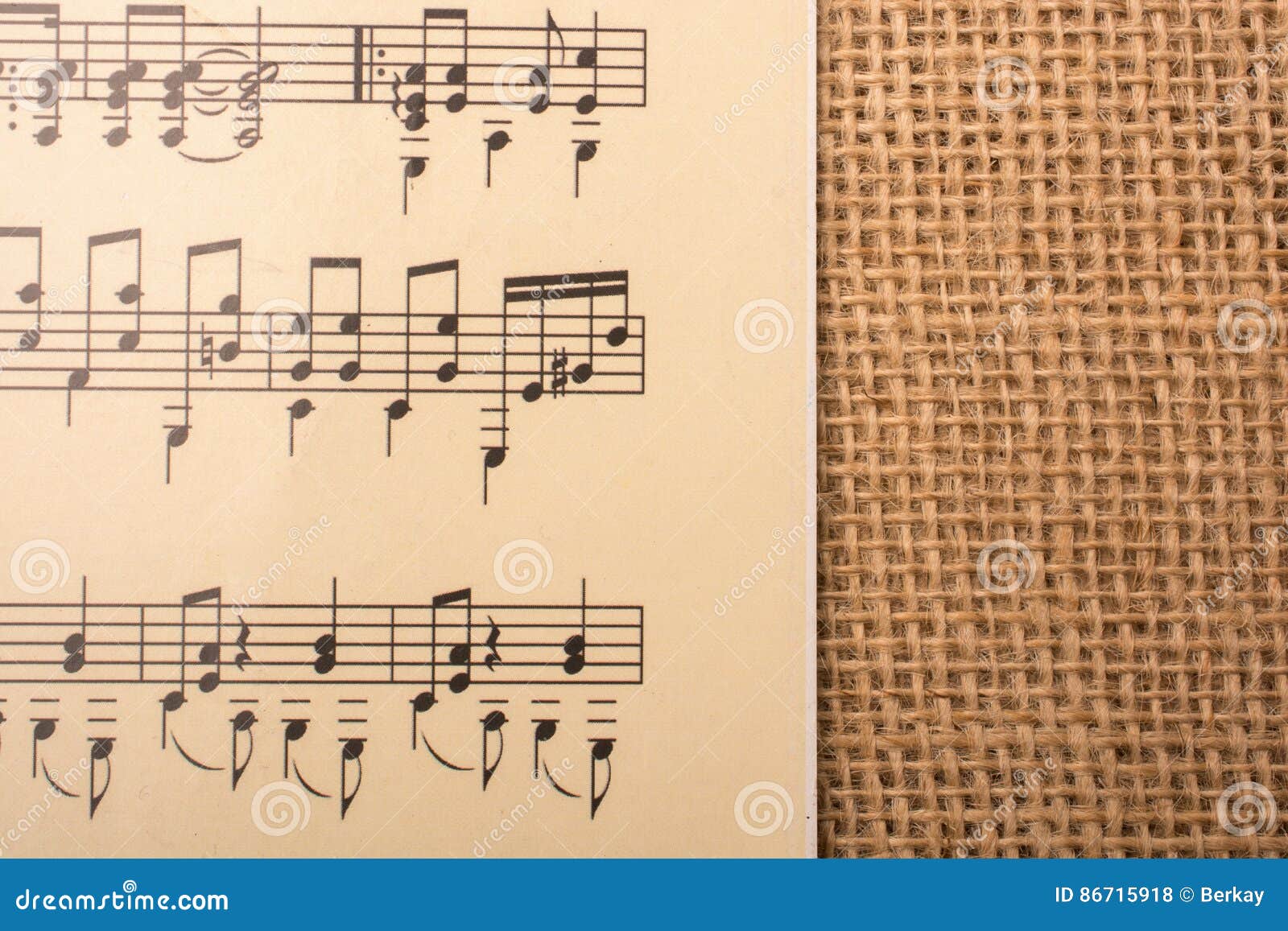 Musical Notes on Paper Placed on a Canvas Stock Photo - Image of notes ...