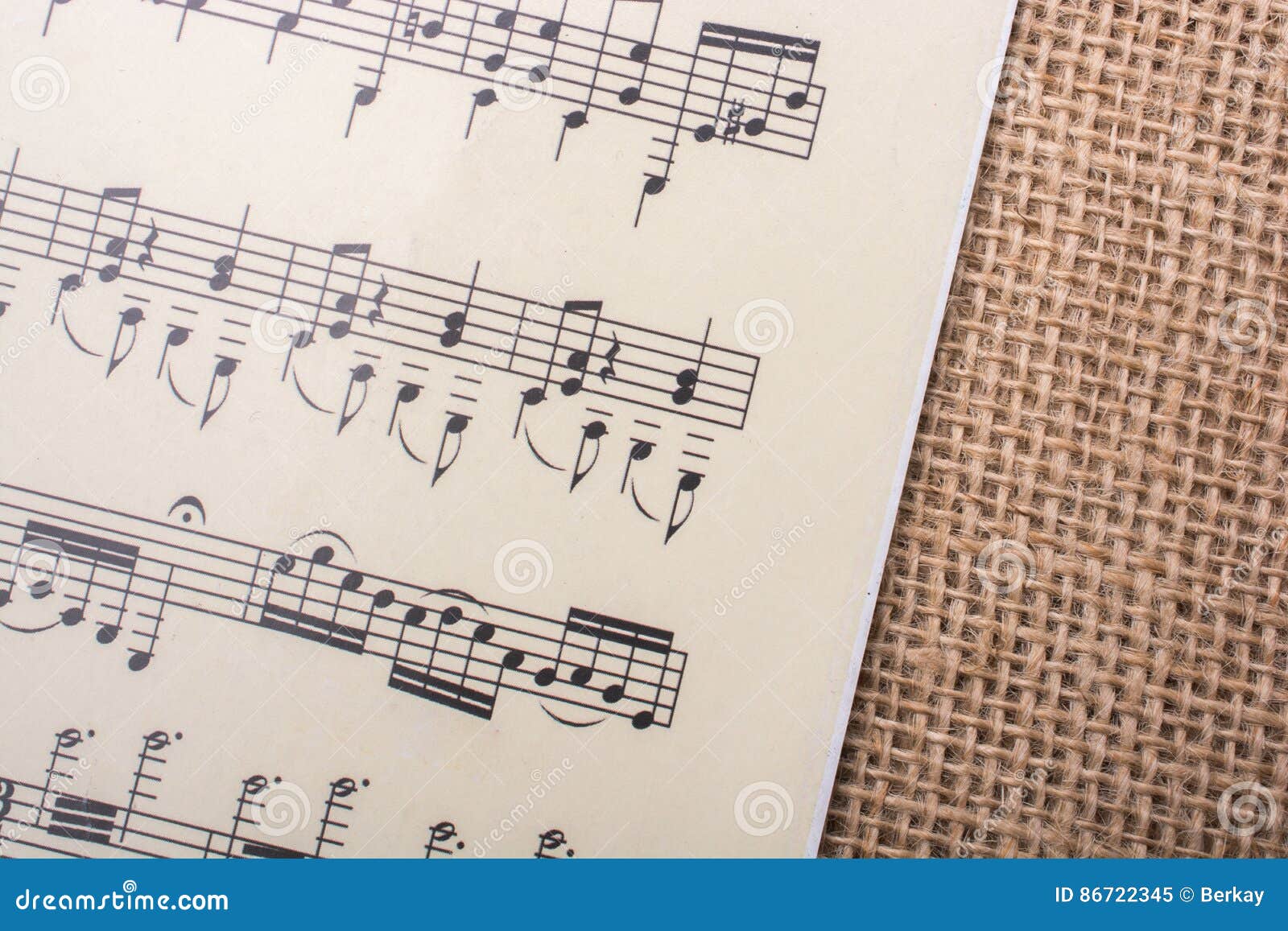 Musical Notes on Paper Placed on a Canvas Stock Image - Image of song ...