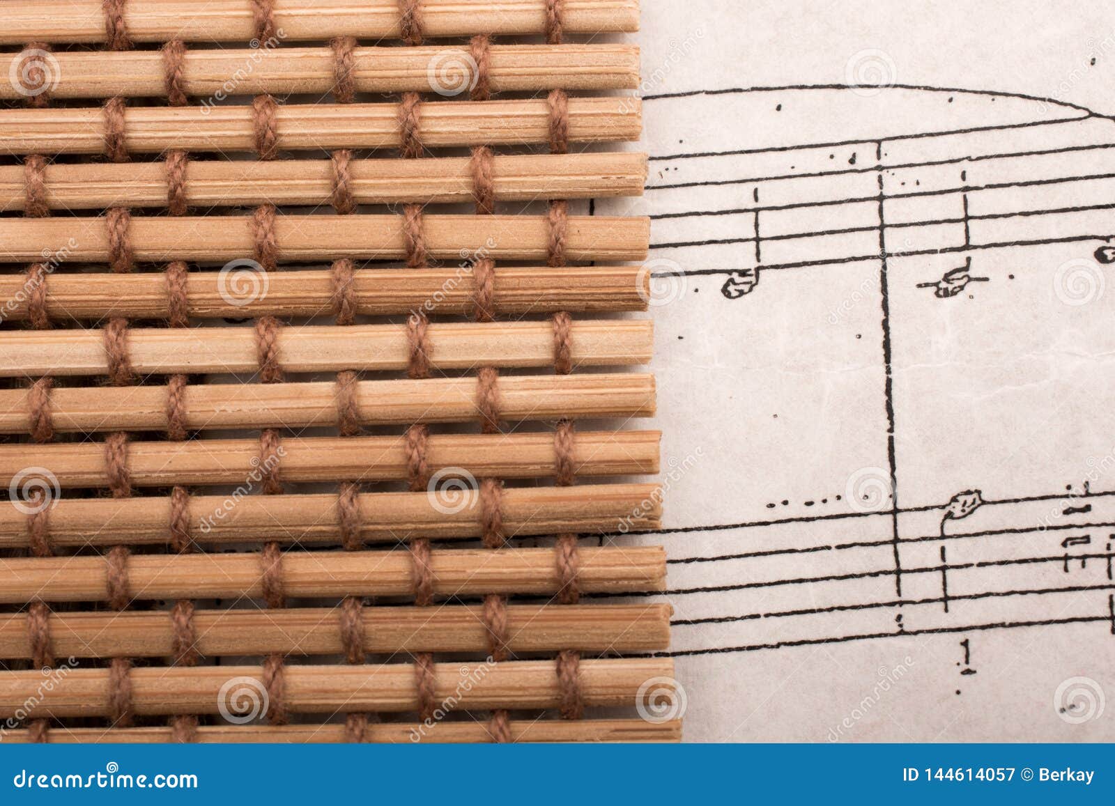Musical Notes on Paper Placed on a Straw Stock Image - Image of musical ...