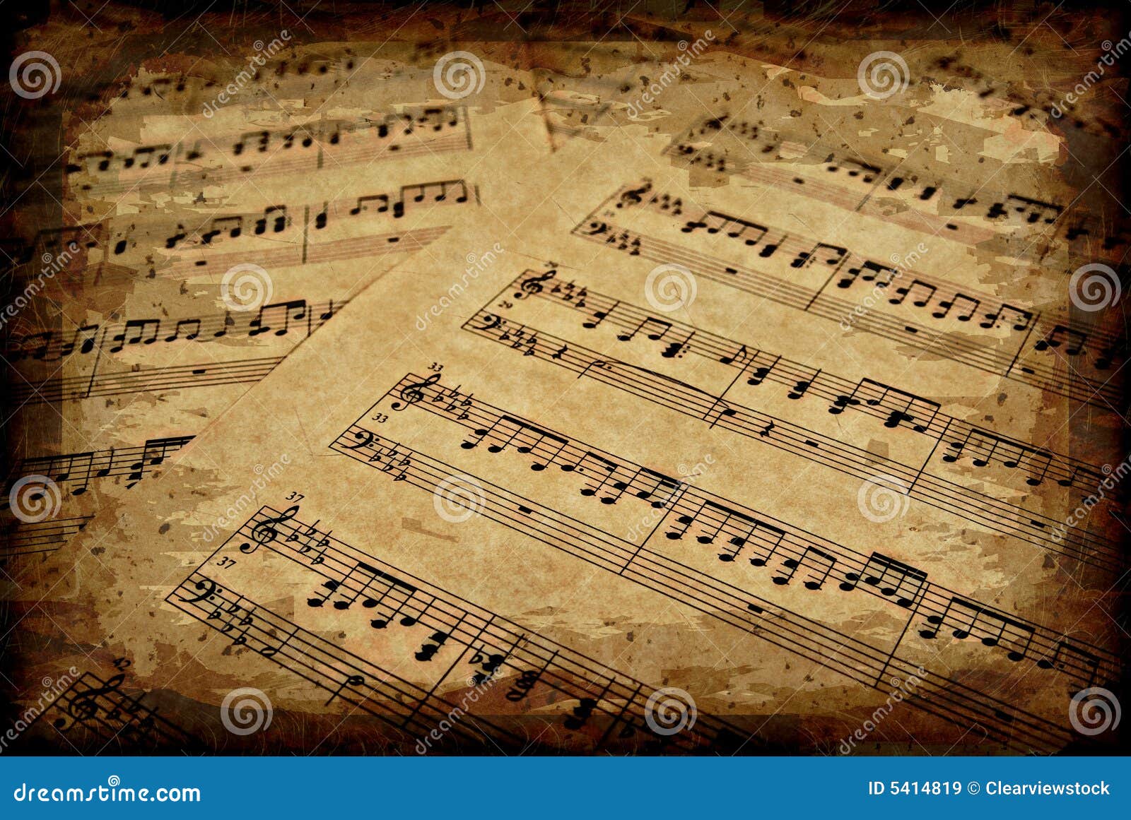 Musical notes on parchment stock image. Image of pattern - 5414819