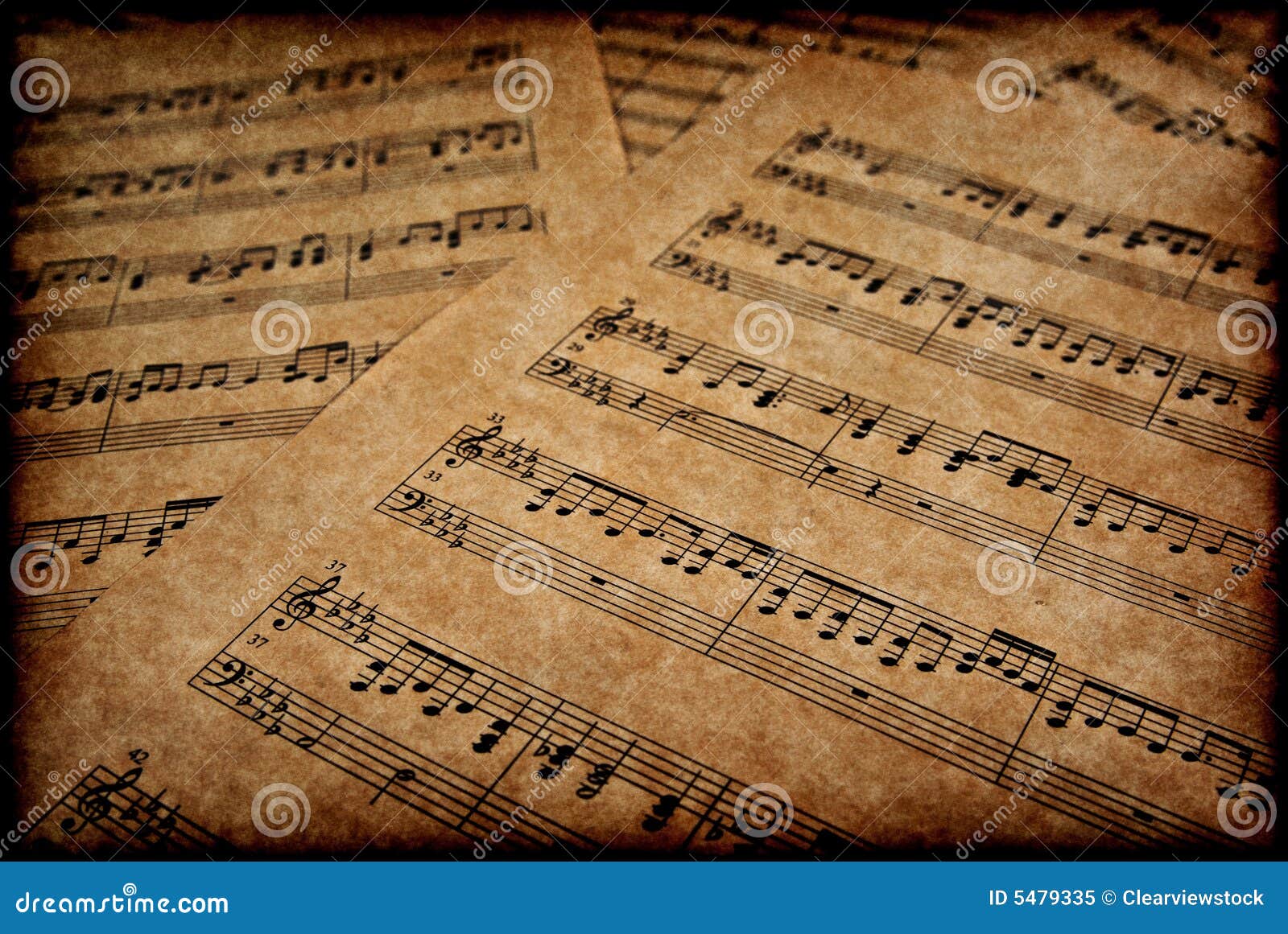 Musical notes on parchment stock image. Image of symbol - 5479335