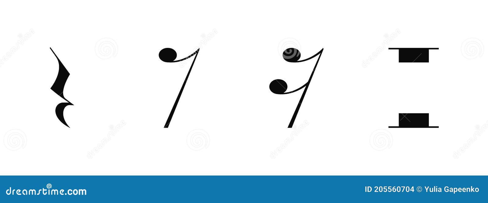 Musical Notes, Pauses Isolated on White Background. Vector Illustration ...