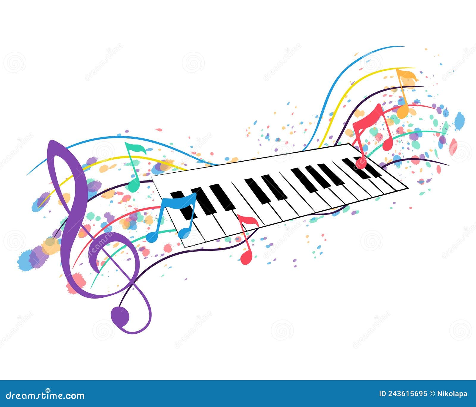 Musical Notes with Piano Vector Illustration. Color Design Stock Vector ...