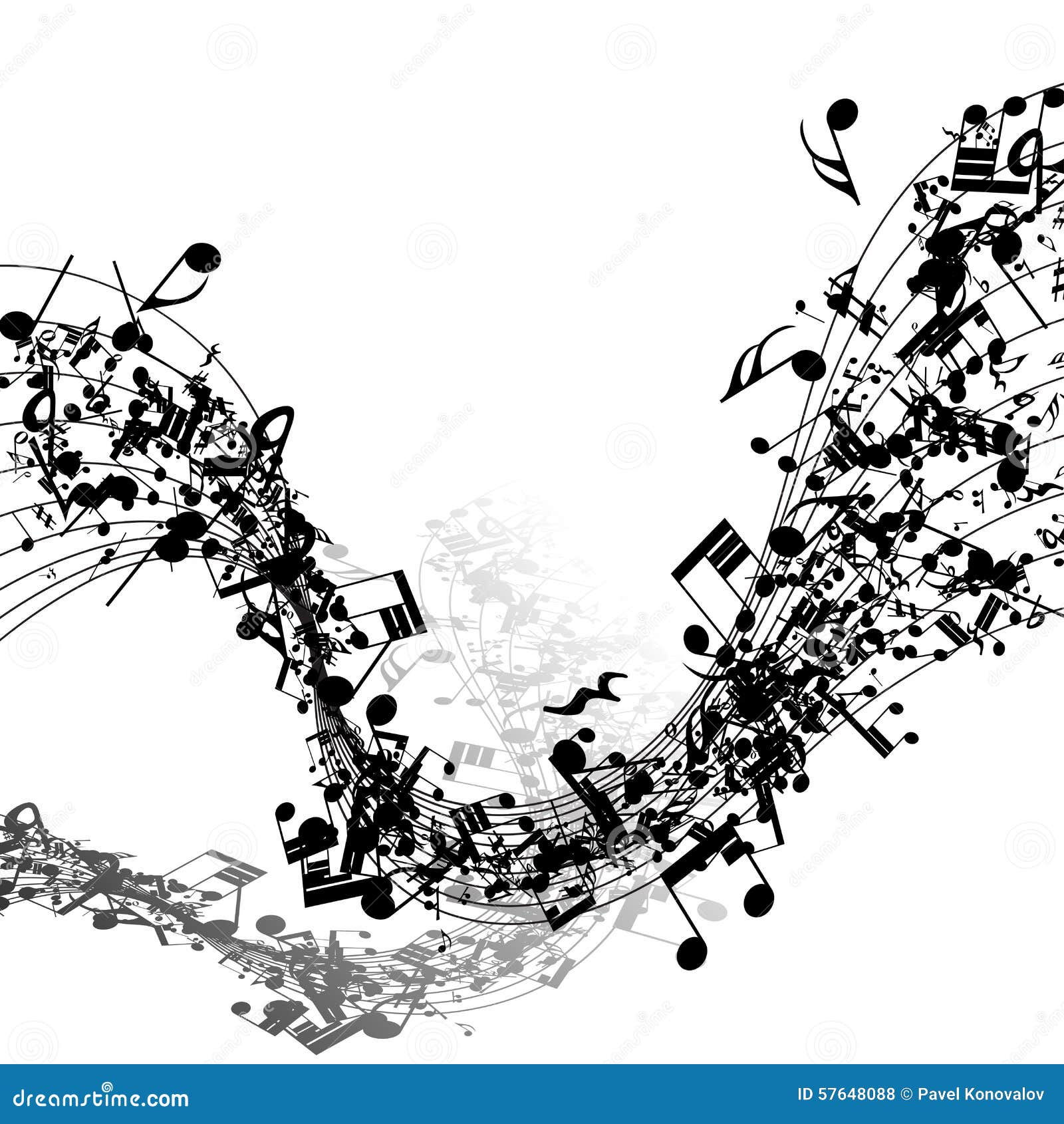 Musical notes in a row stock vector. Illustration of sign - 57648088