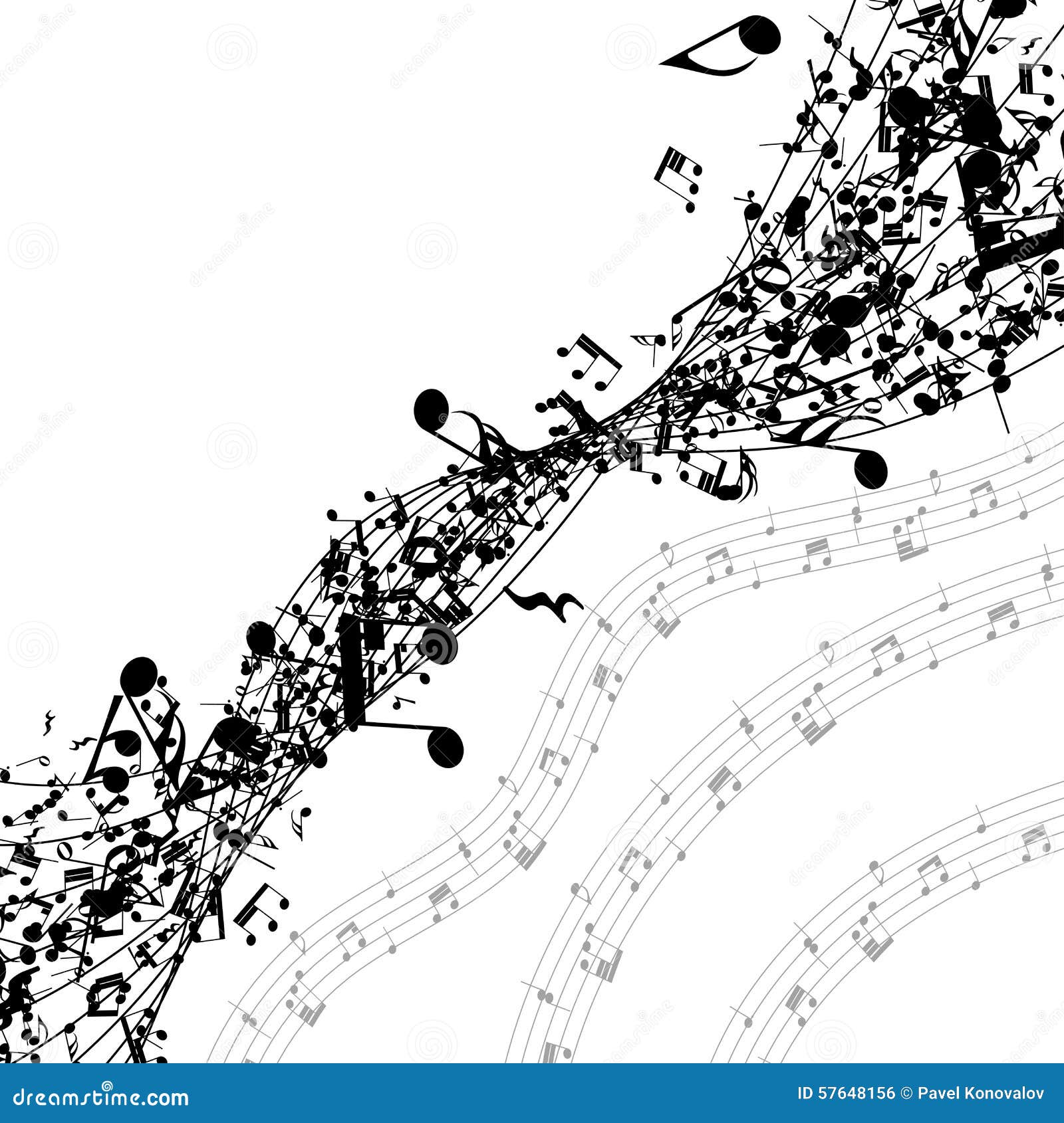 Musical notes in a row stock vector. Illustration of musical - 57648156