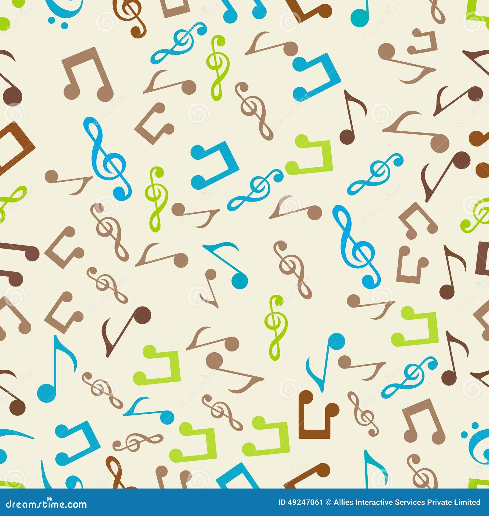 Musical Notes with Seamless Pattern. Stock Illustration - Illustration ...