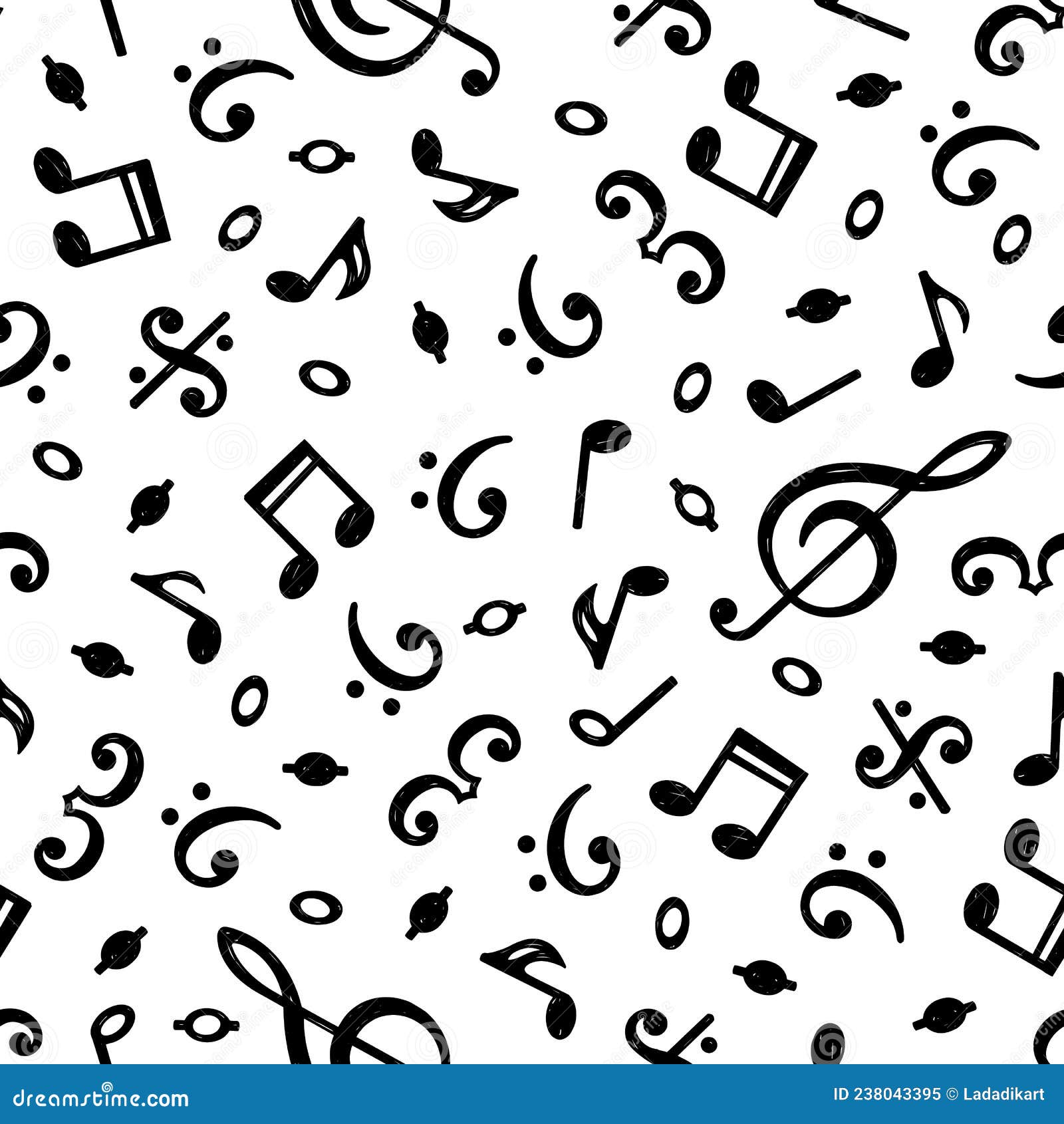 Musical Notes Seamless Pattern. Hand Drawn Music Note, Musical ...