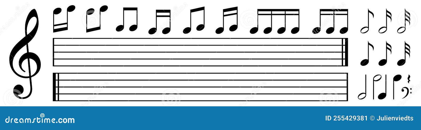 Musical Notes Set. Black Musical Note Elements Stock Vector ...