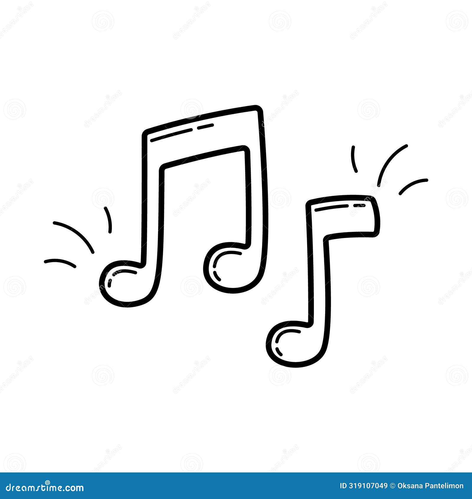 Musical Notes. Simple Linear Hand Drawn Illustration Stock Vector ...