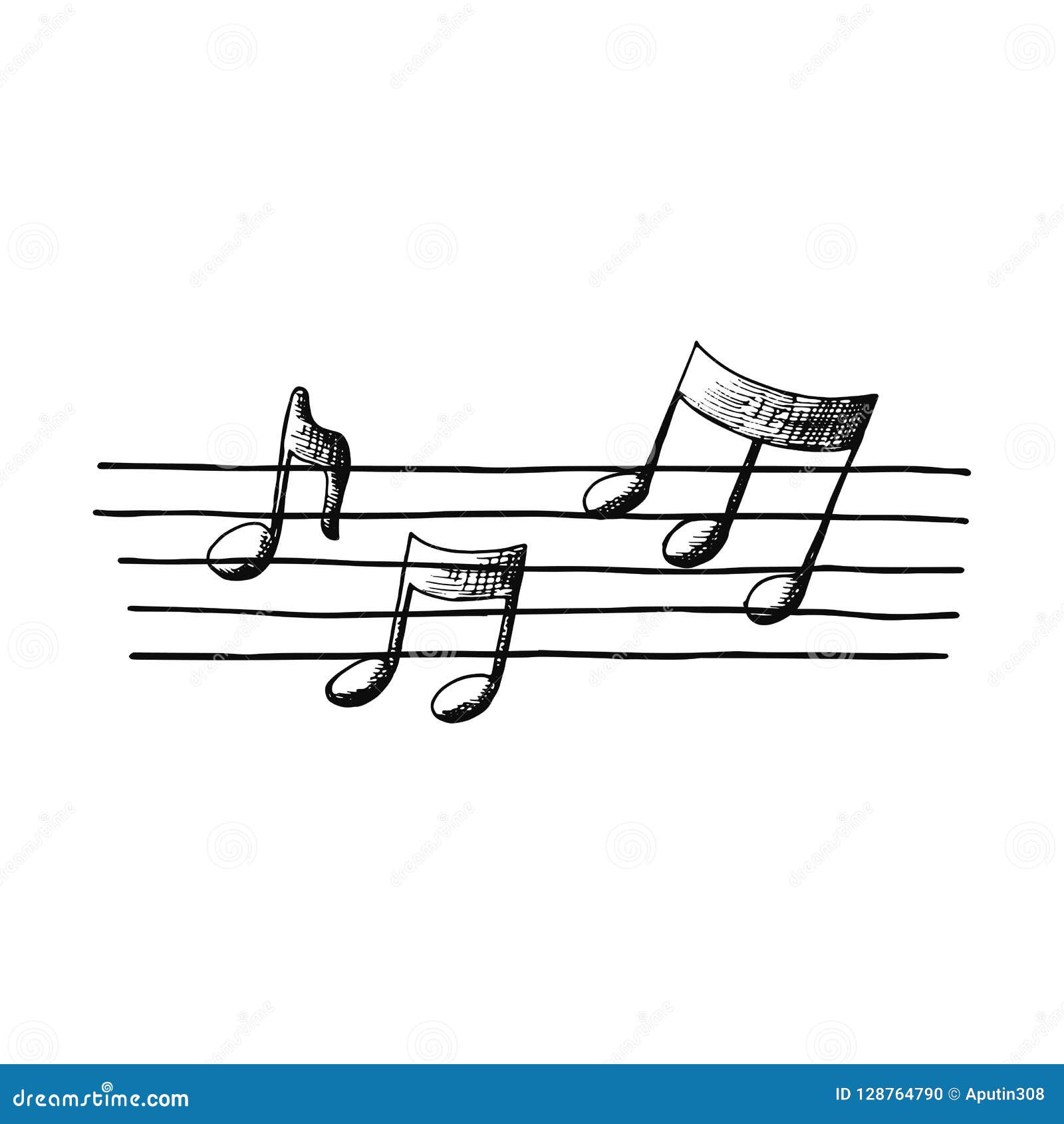 Musical Notes Sketch Icon. Isolated Object Stock Vector - Illustration ...