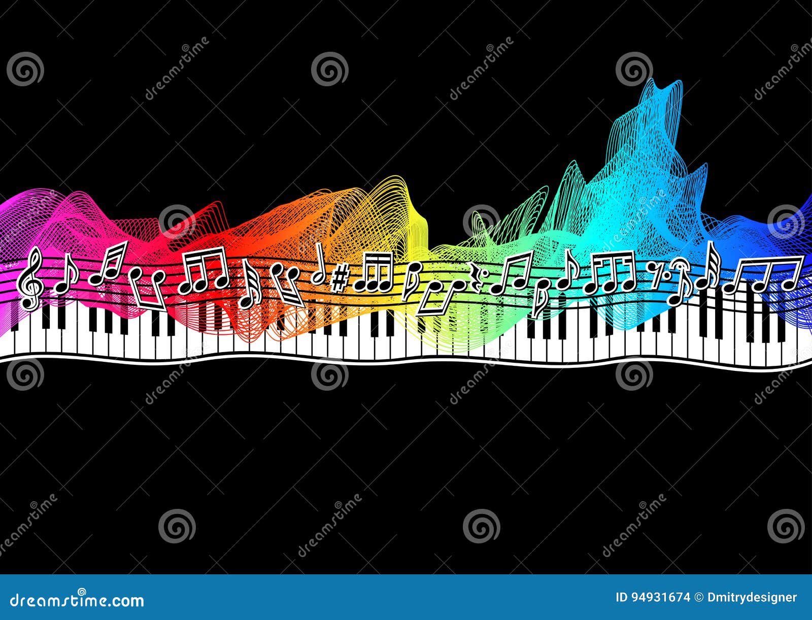 Musical Notes on Spectrum Ribbon Stock Vector - Illustration of sheet ...