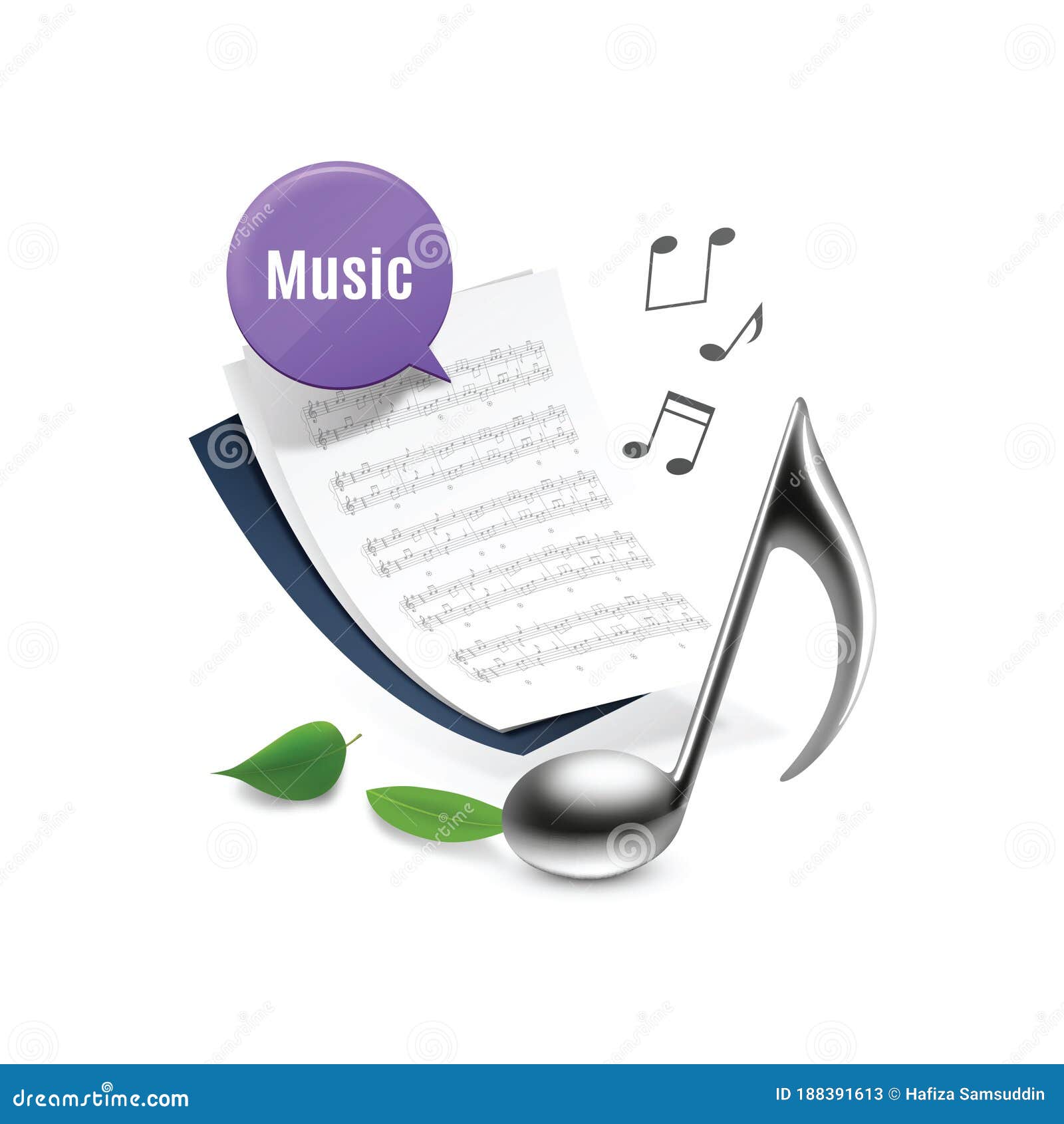 Musical Notes with Speech Bubble. Vector Illustration Decorative Design ...