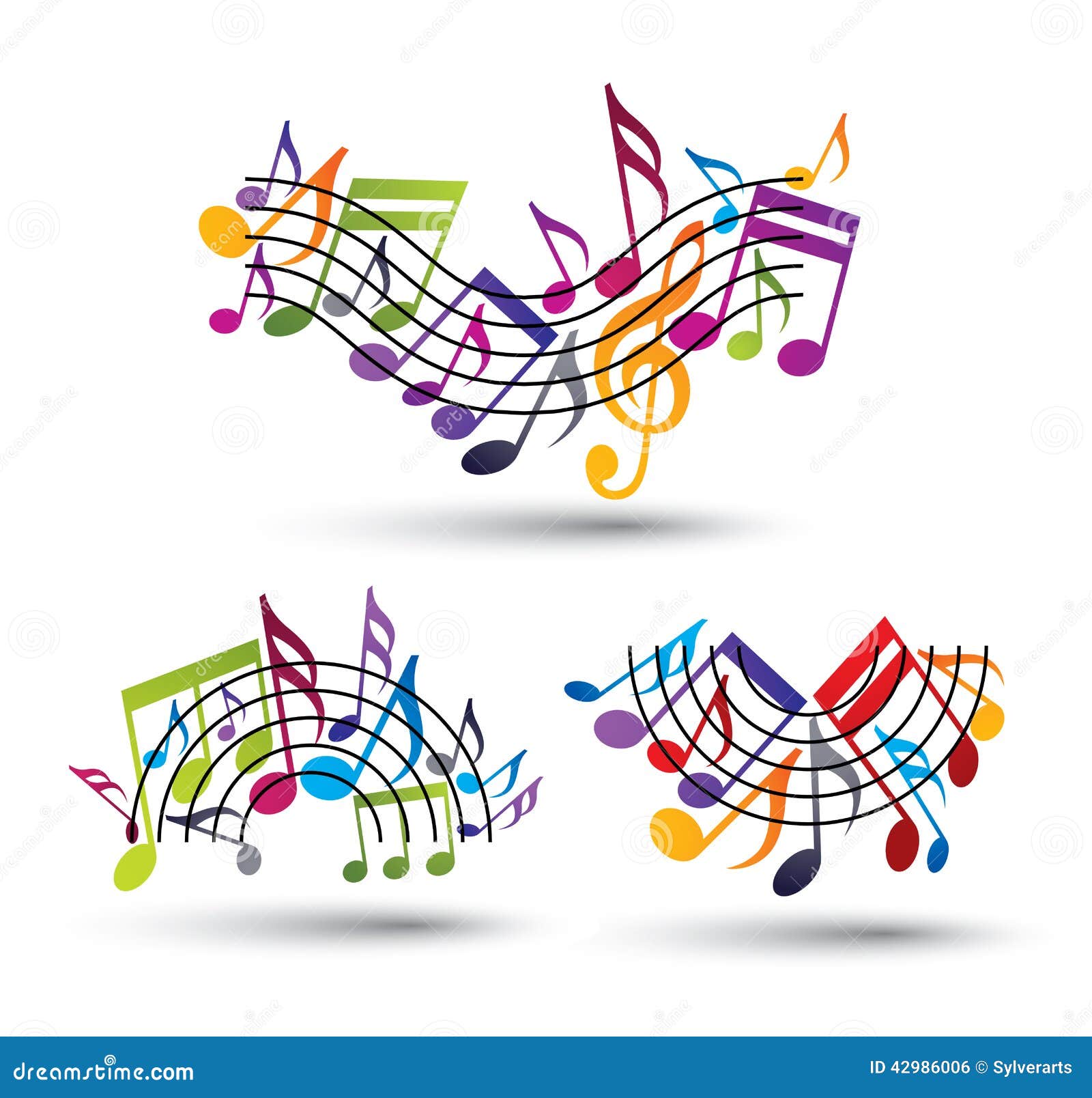 Musical notes staff set. stock vector. Illustration of piano - 42986006