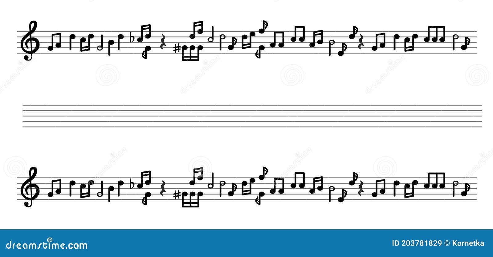 Musical Notes on a Musical Stanza with a Treble Clef Stock Vector ...