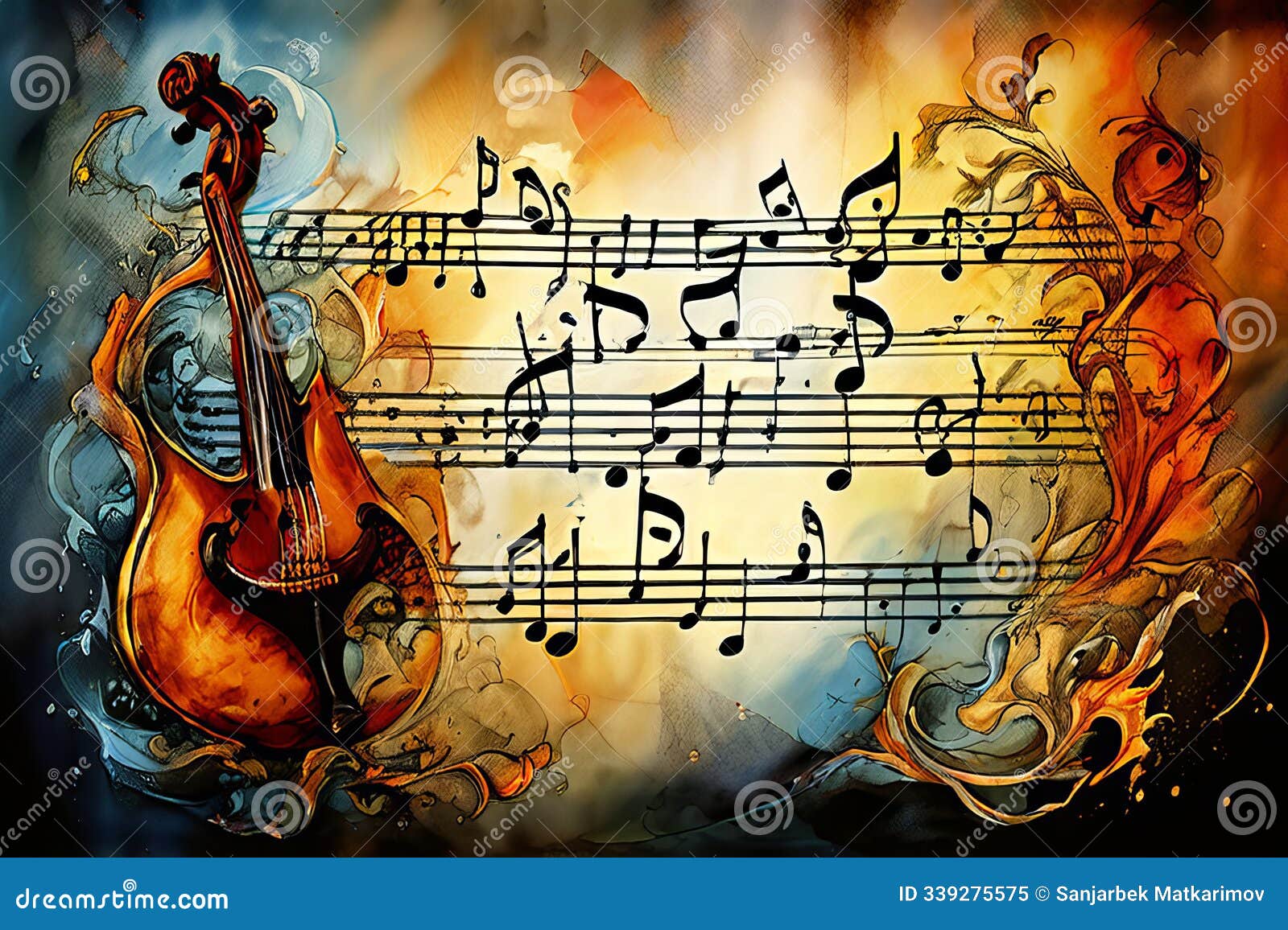 Musical Notes a Stream of Musical Notes Symbolizing Creativity a Stock ...